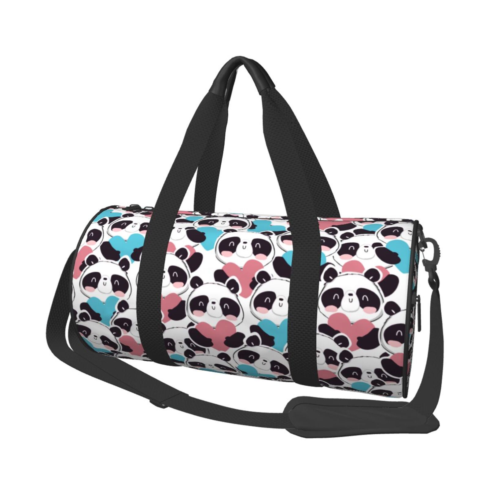 Fotbe Heart Panda Pattern Foldable Sports Gym Bag with Wet Dry Pocket ...