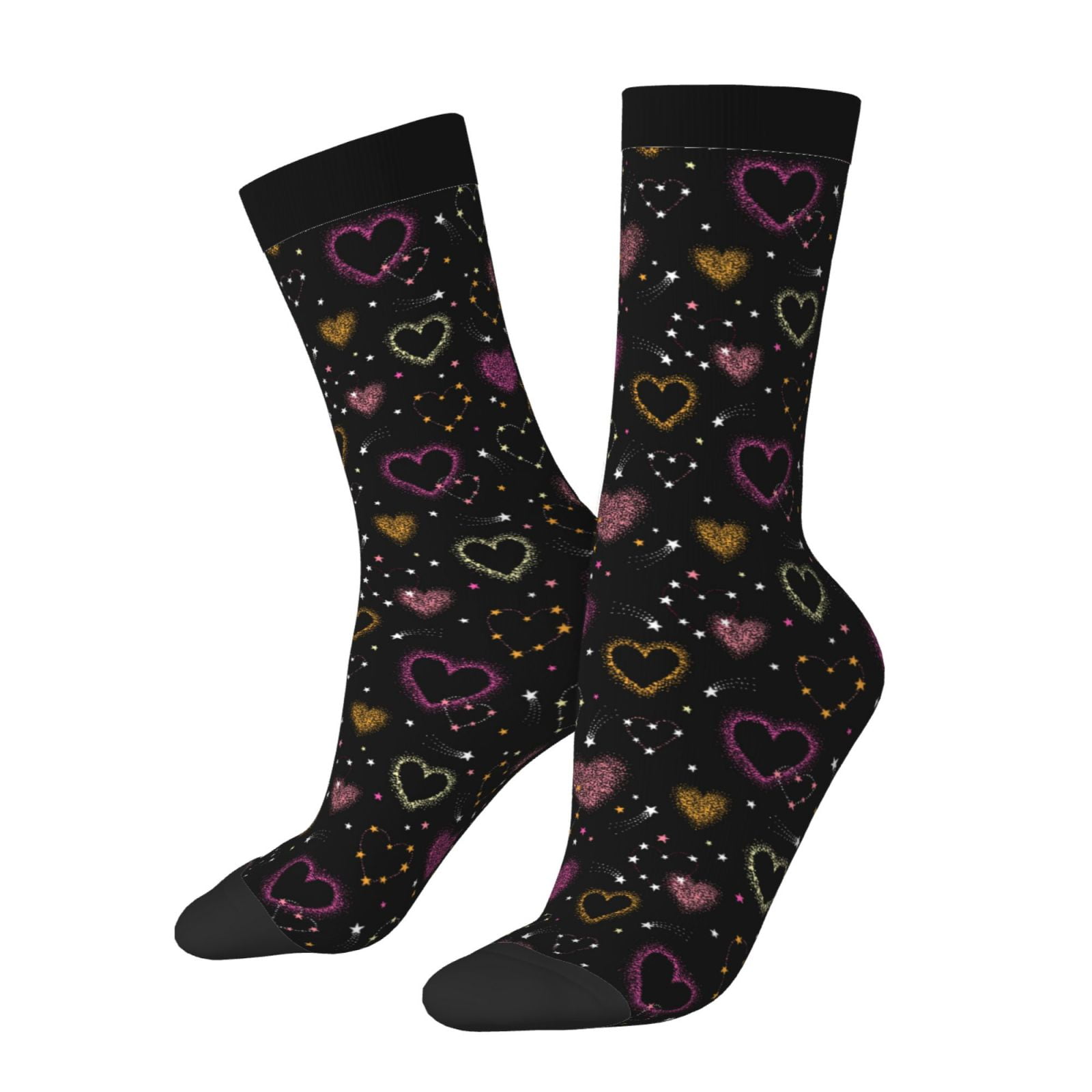 Fotbe Heart and Stars Pattern Long Socks for Men & Women – Breathable ...