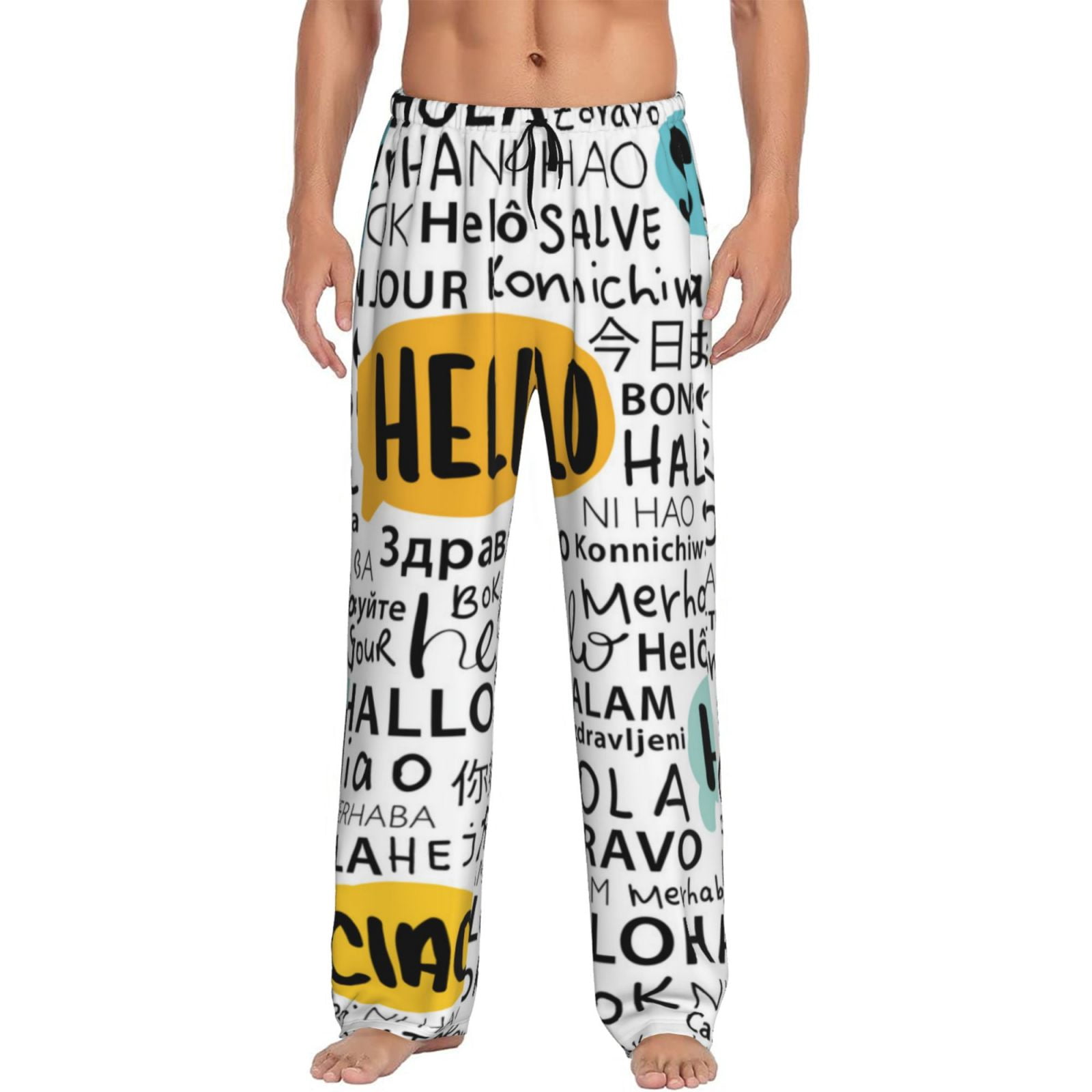 Fotbe Hello Men's Pajama Pants,Sleepwear Pants,Pj Bottoms Drawstring And Pockets-Large - Walmart.com