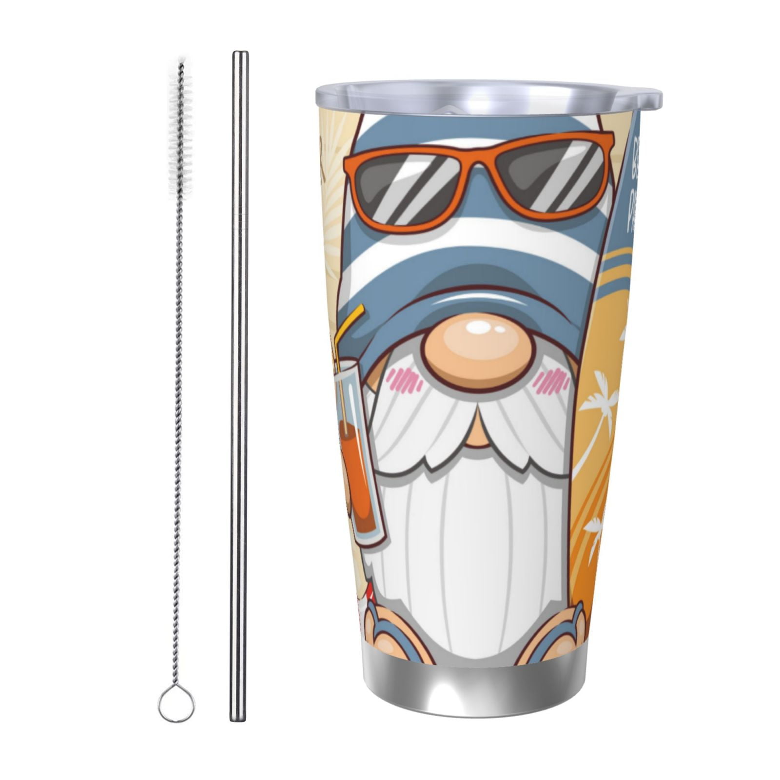 Fotbe Hello Summer Cute Gnome Pattern 20 oz Tumbler Stainless Steel ...