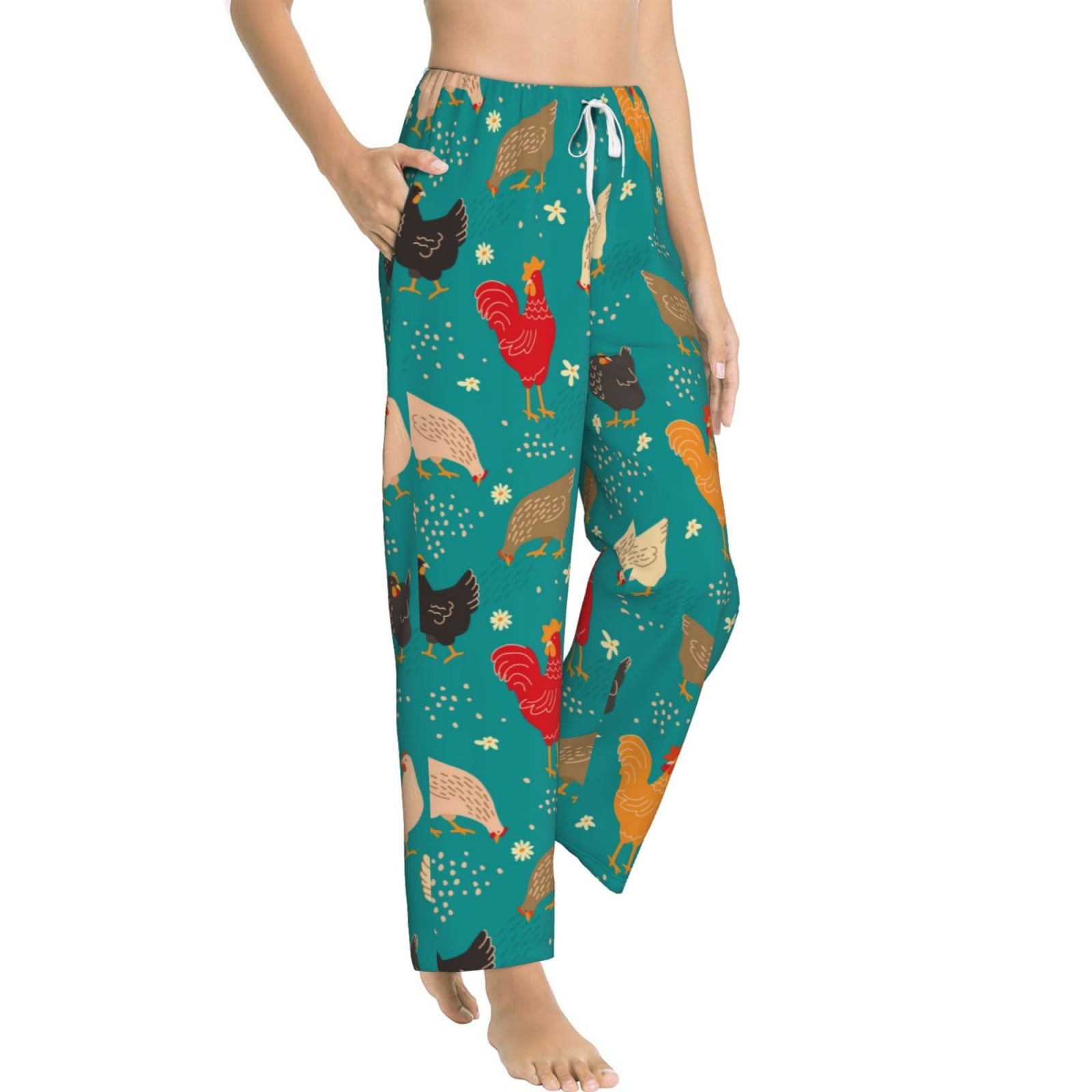 Fotbe Hens And Rooster Women's Pajama Pants,Sleepwear Pants,Pj Bottoms ...