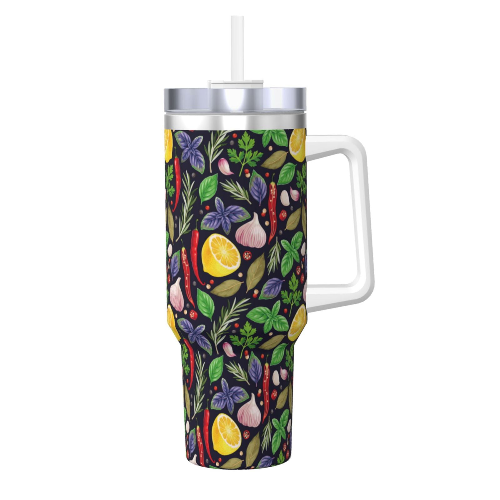 Fotbe Herbs And Spices Pattern 40oz Ice Bully With Handle And Straw ...