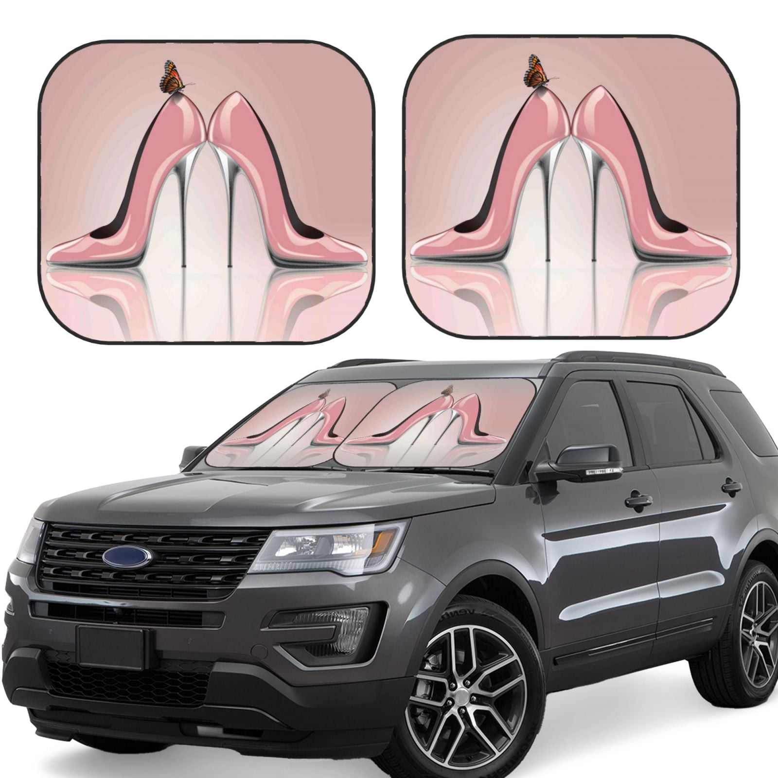 Fotbe High Heel Shoes Butterfly 2-Piece Car Windshield Sun Shade | Sun ...