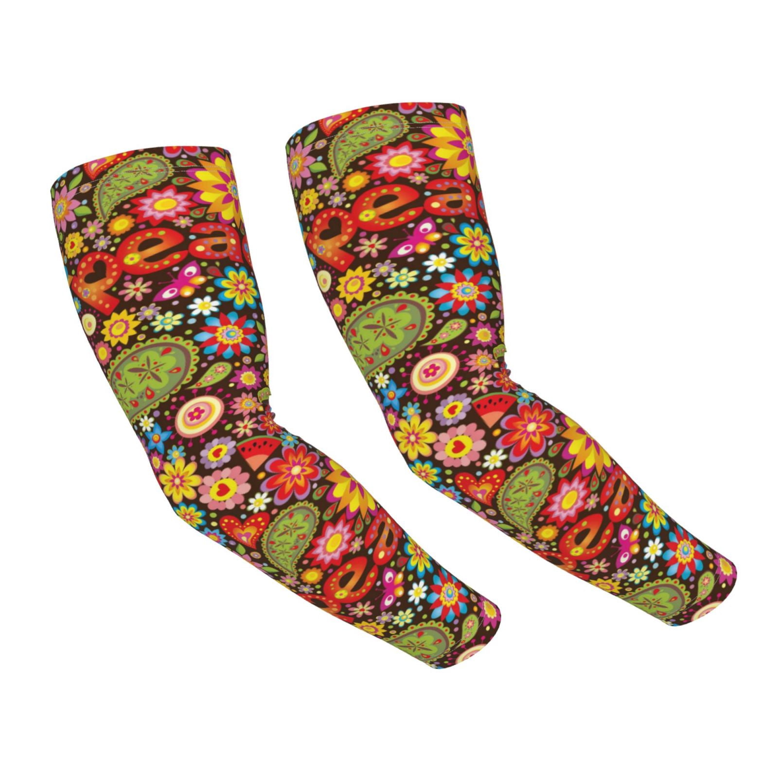 Fotbe Hippie Peace Love UV Sun Protection Arm Sleeves - Tattoo Cover Up ...