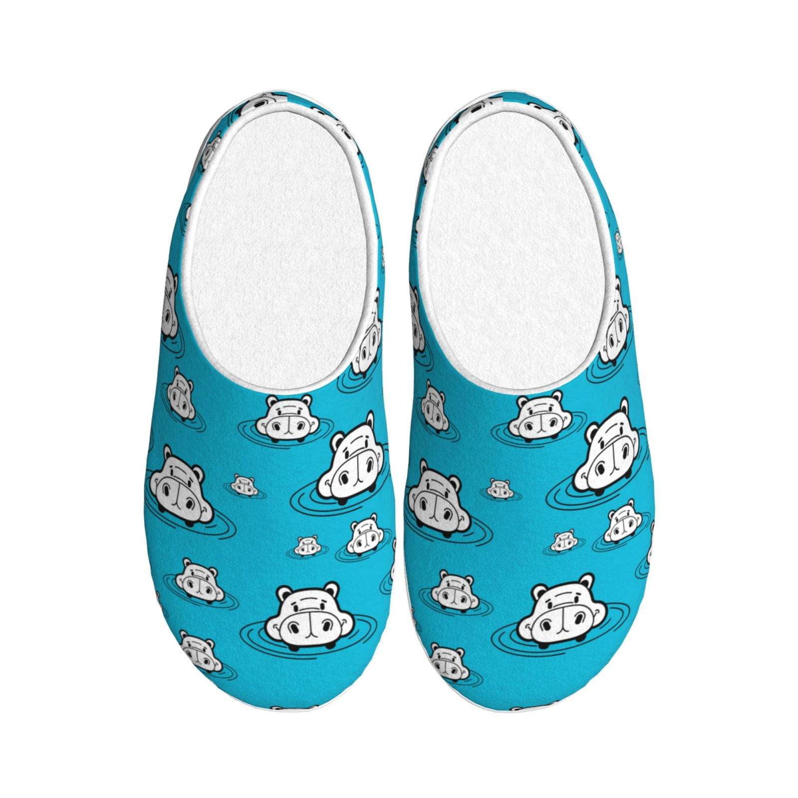 Fotbe Hippo In Water Head Pattern Women's Fuzzy Curly Fur Memory Foam ...