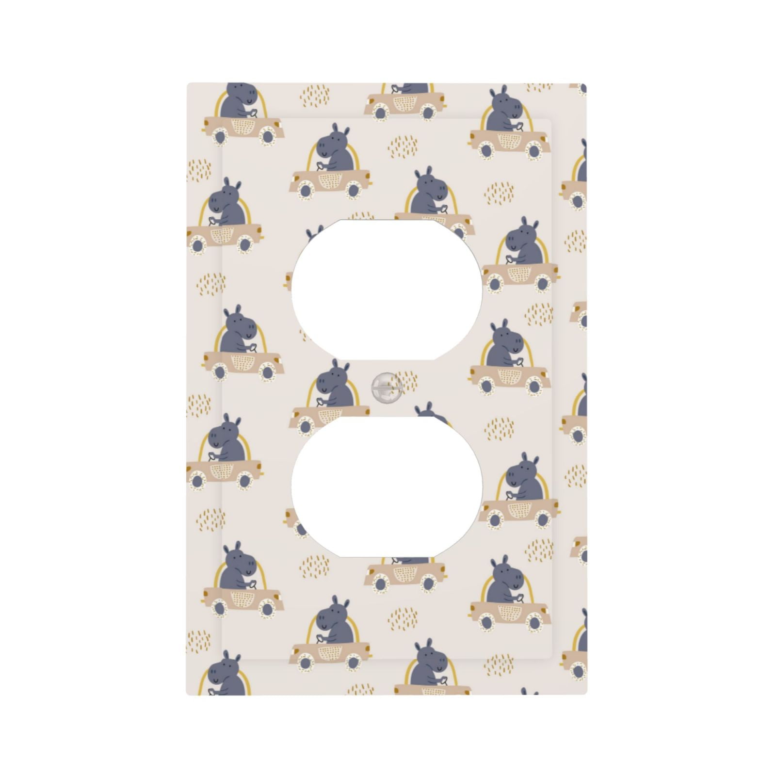 Fotbe Hippos Driving A Car Print Duplex Receptacle Wall Plate, 1-Gang 5 ...