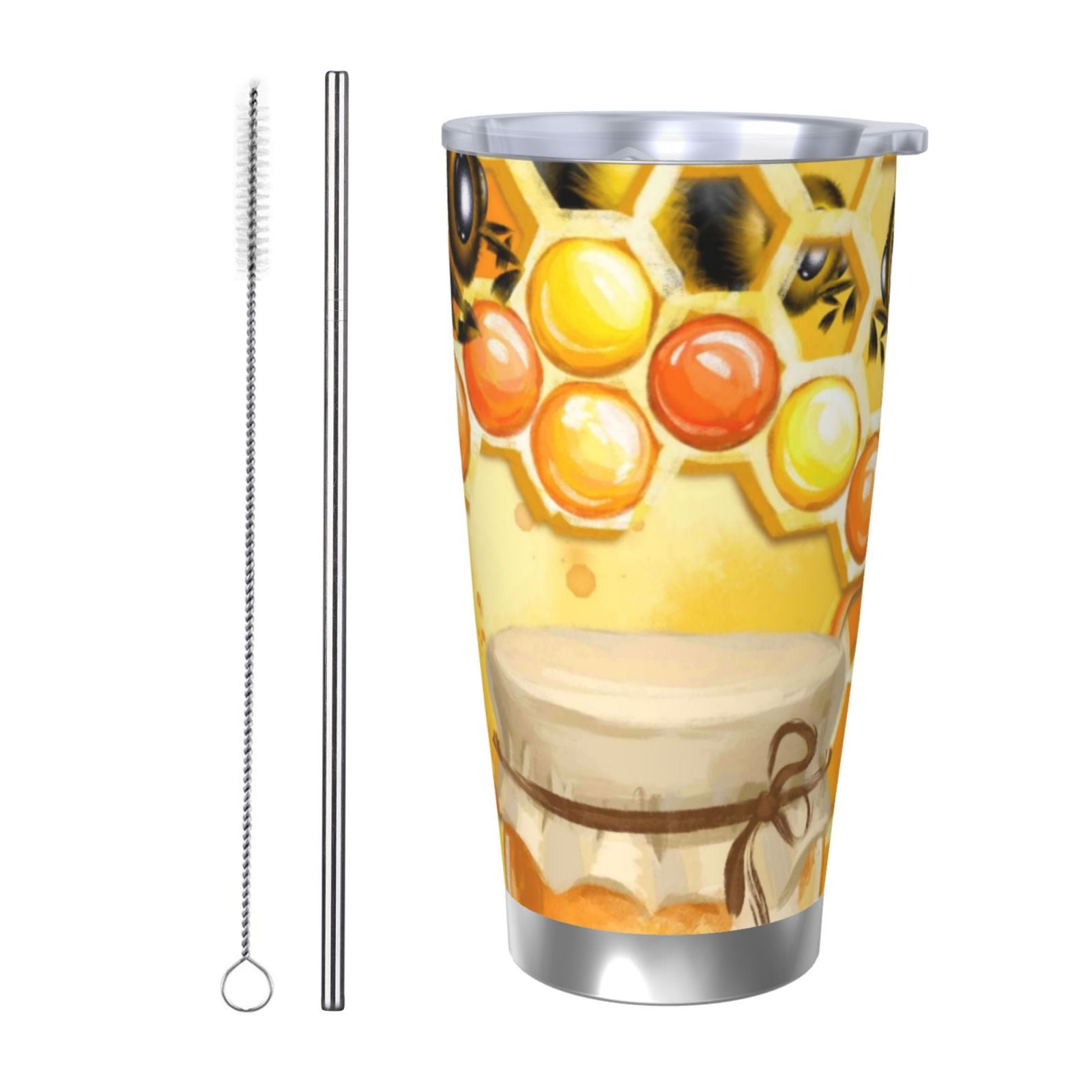 Fotbe Honey Bee Pattern 20 oz Tumbler Stainless Steel Vacuum Insulated ...