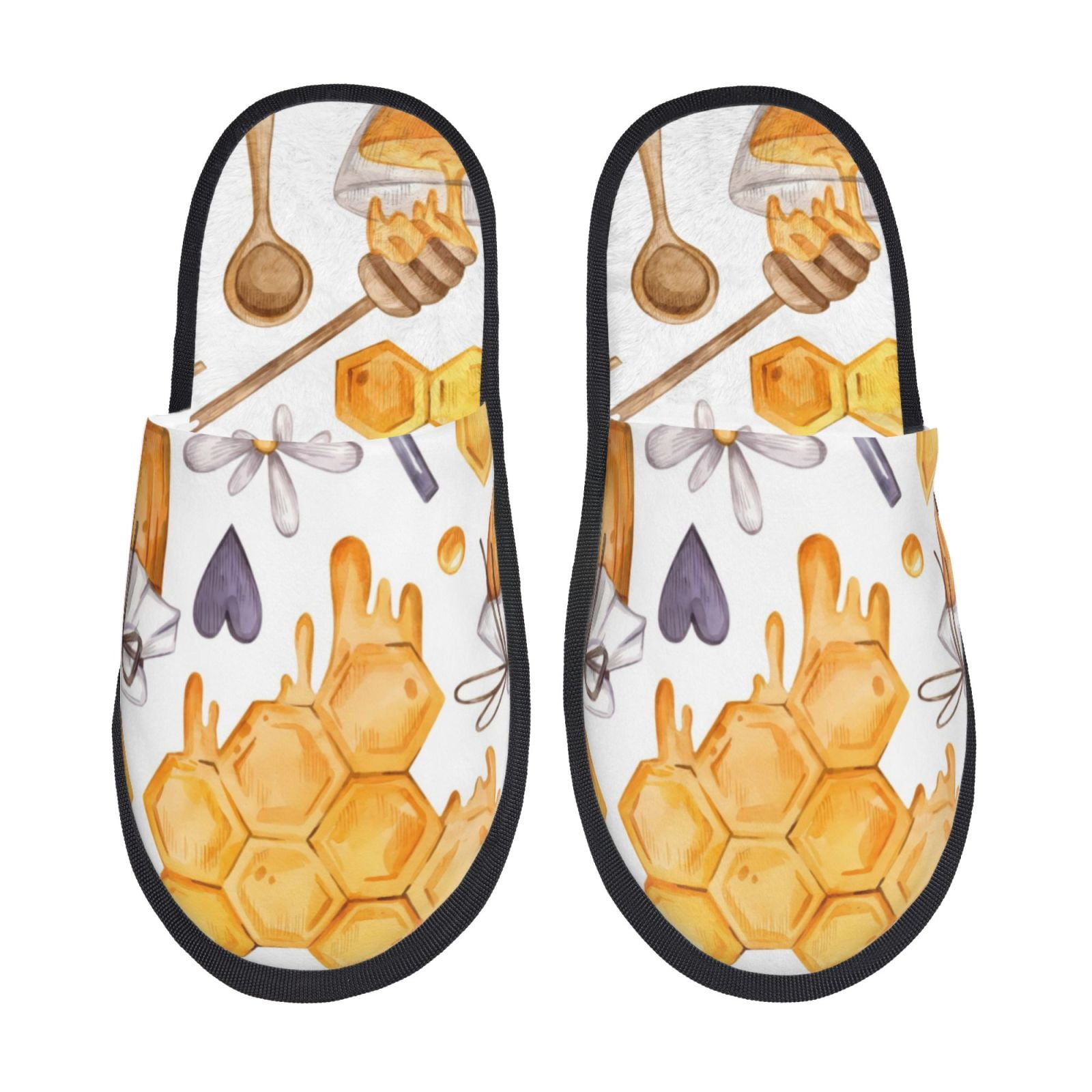 Fotbe Honey Bee Set Pattern Women's Fuzzy Slippers Plush Slippers ...