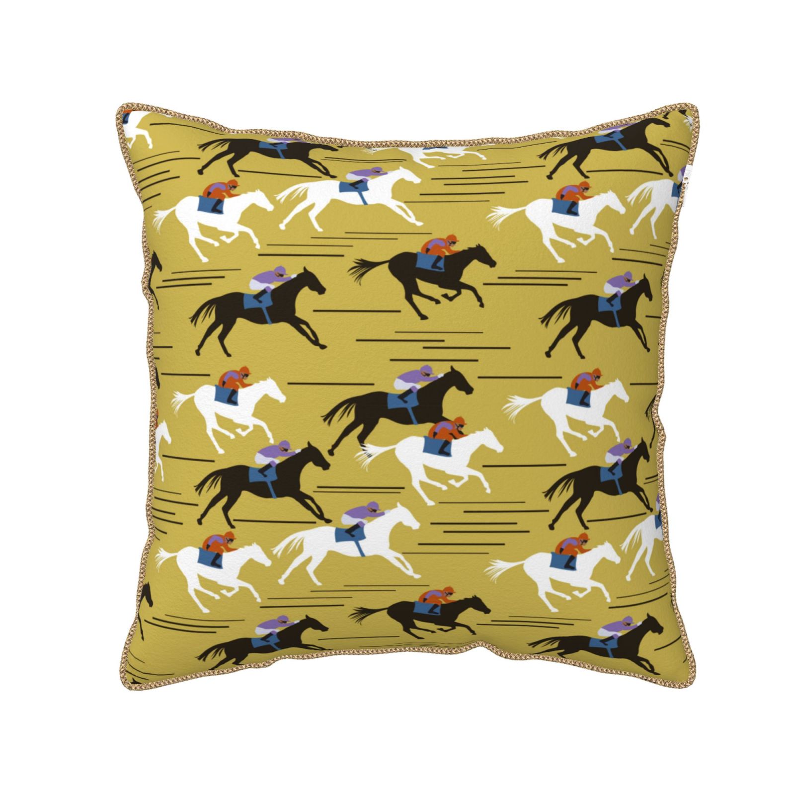 Fotbe Horsemen In Horseraces Pattern Velvet Decorative Throw Pillow ...