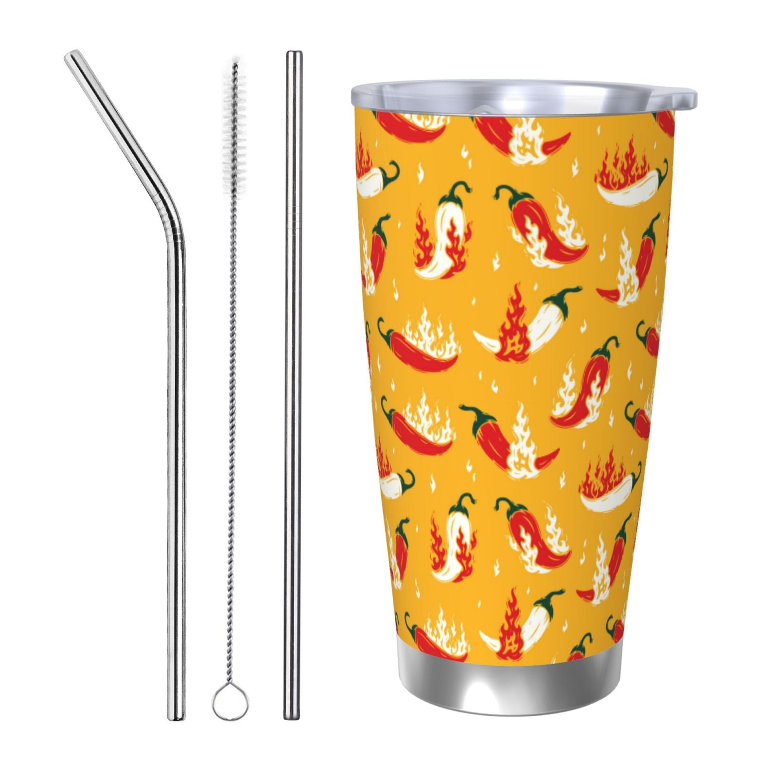 Fotbe Hot Chilli Pattern 20 oz Tumbler Stainless Steel Vacuum Insulated ...