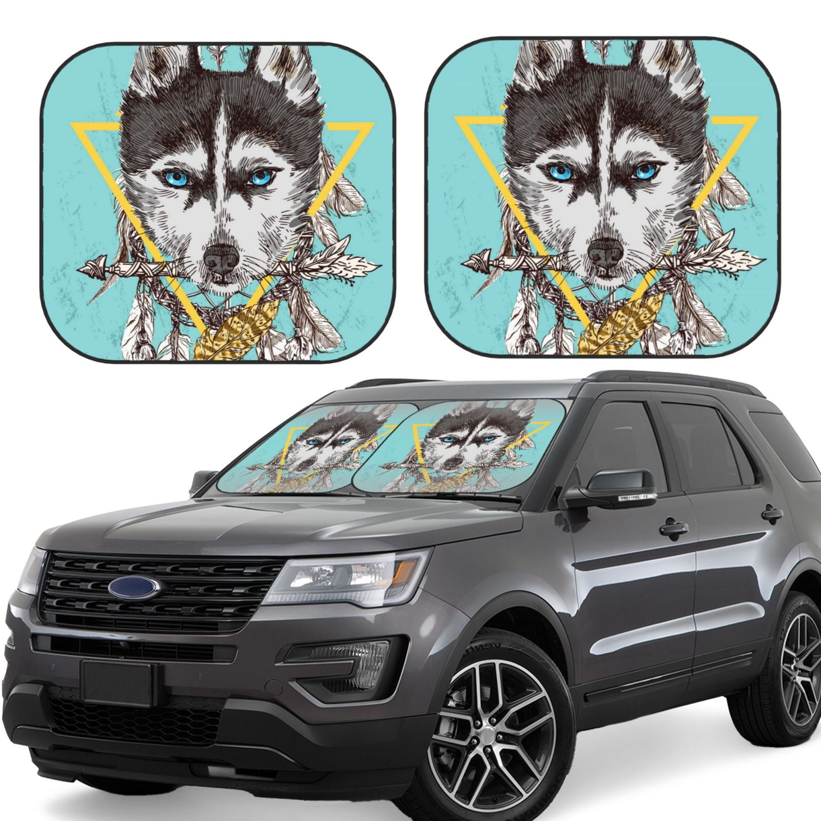 Fotbe Husky With Dreamcatcher 2-Piece Car Windshield Sun Shade | Sun ...