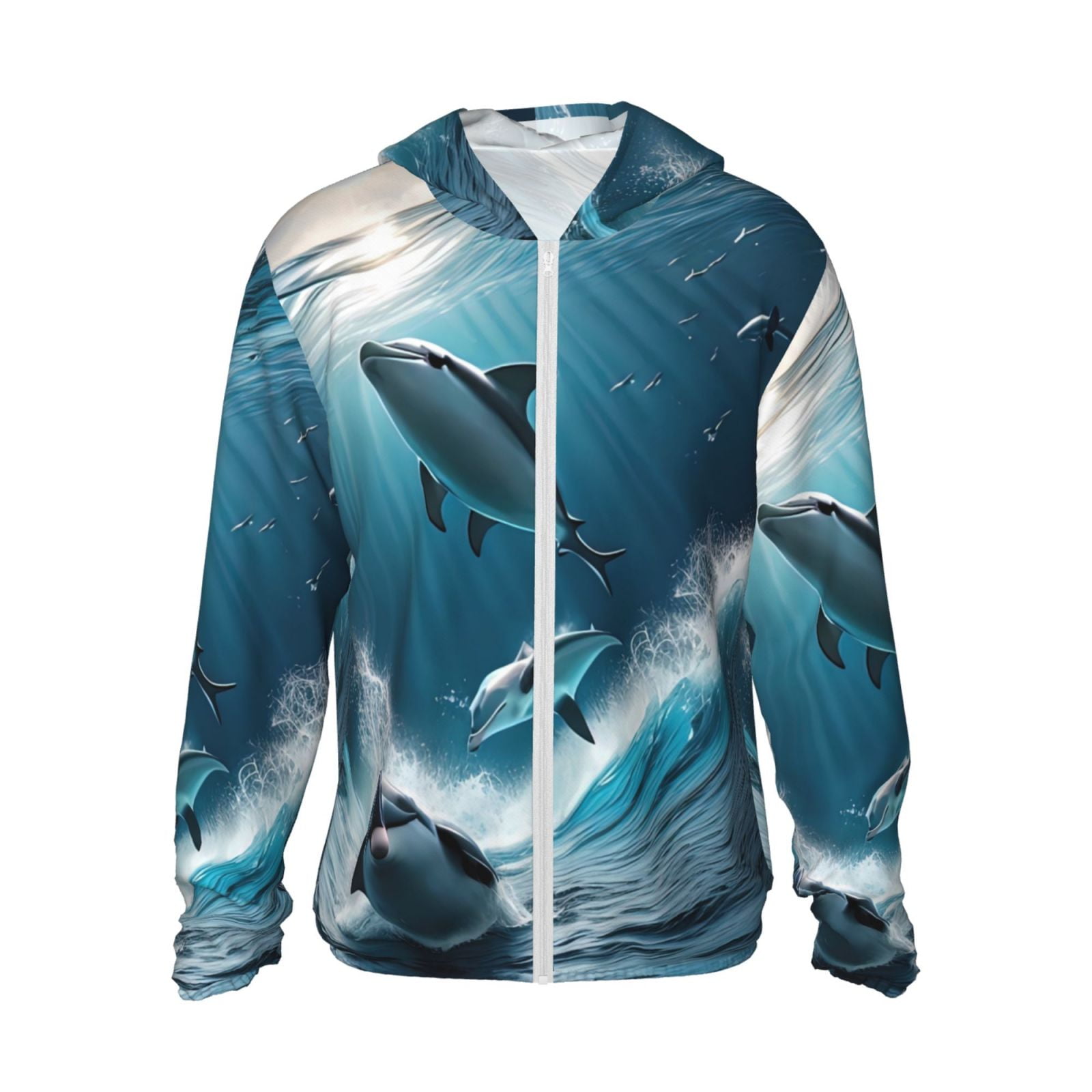Fotbe Ice Blue Ocean Cute Dolphin A Men's Women's UPF 50+ Sun ...