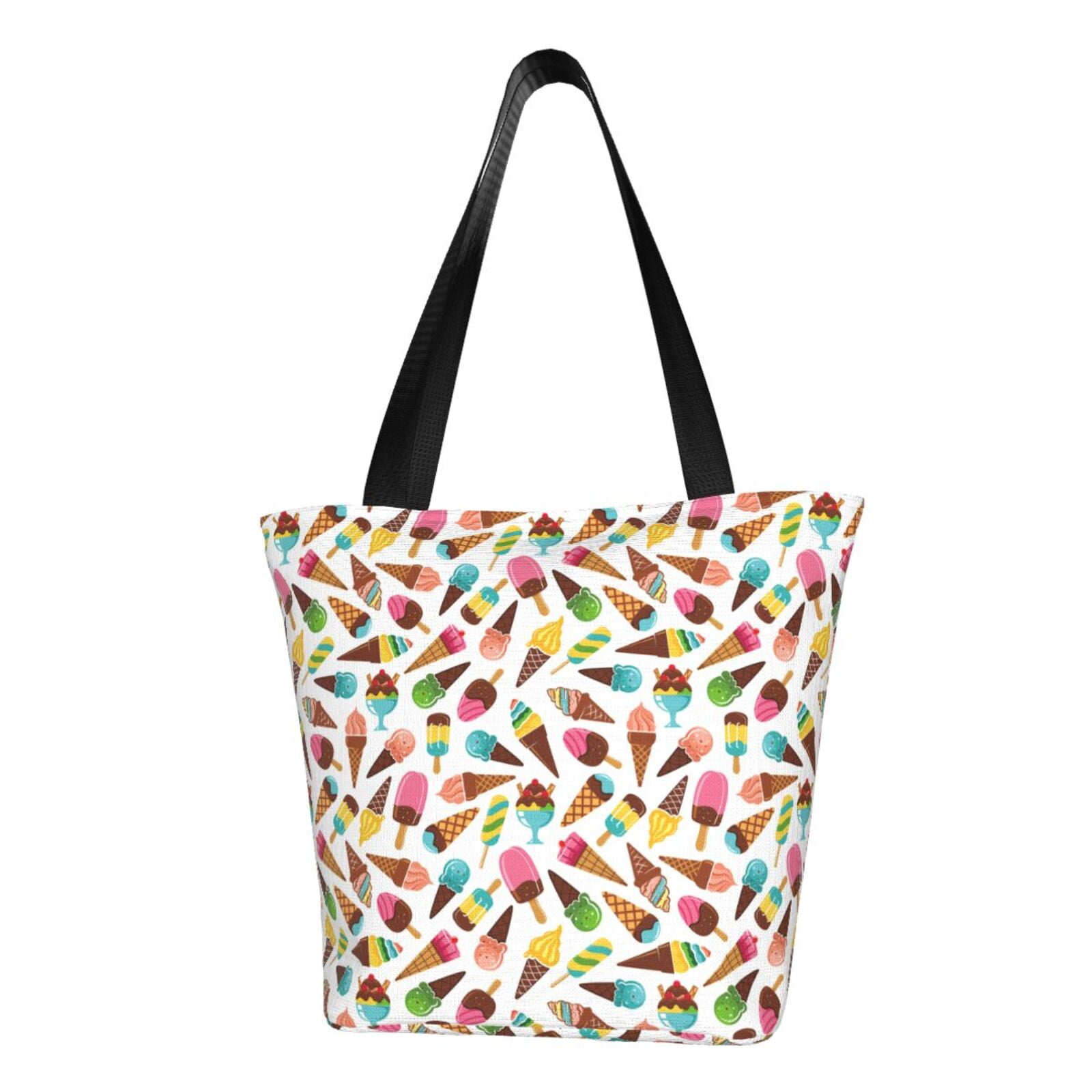 Fotbe Ice Cream Popsicles Pattern Beach Tote,Shoulder Handbag,Spacious ...