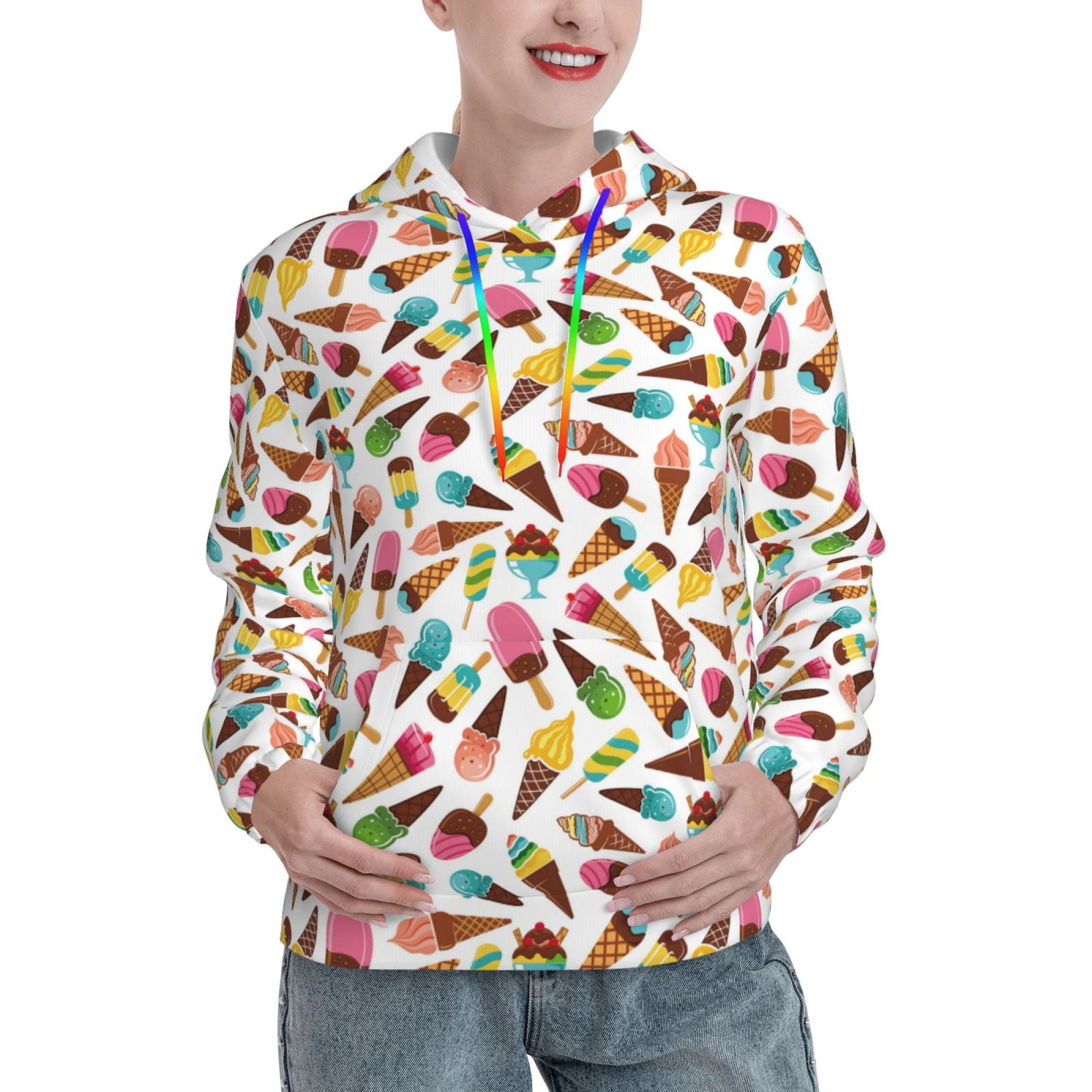 Fotbe Ice Cream Popsicles Pattern Womens Long Sleeve Hoodie, Pullover ...