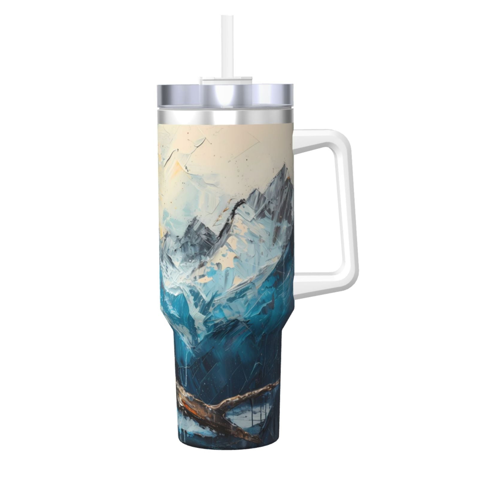 Fotbe Iceberg Bald Eagle Pattern 40oz Ice Bully With Handle And Straw ...