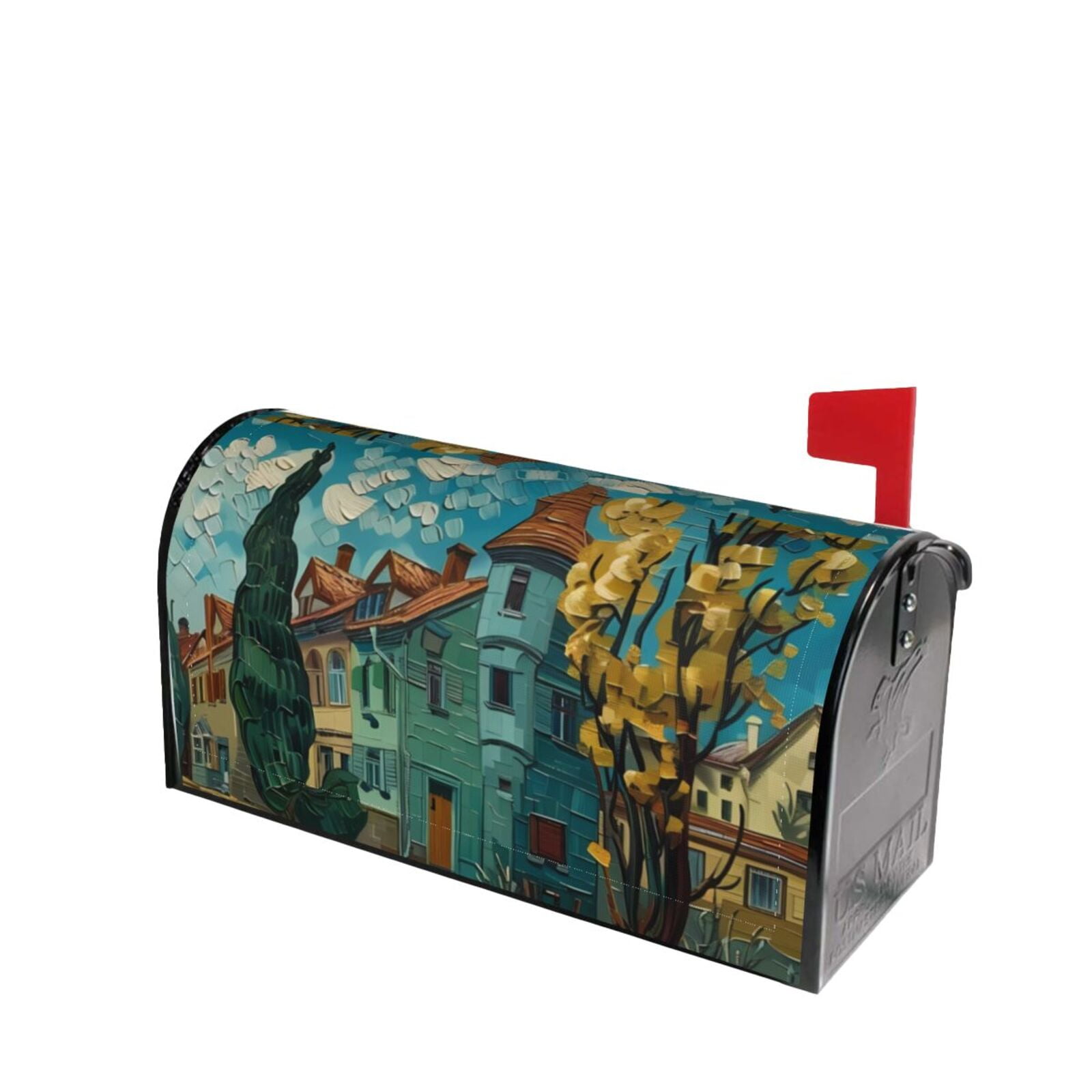 Fotbe Impressionist Village Sky Mailbox Covers Post Letter Box Cover ...