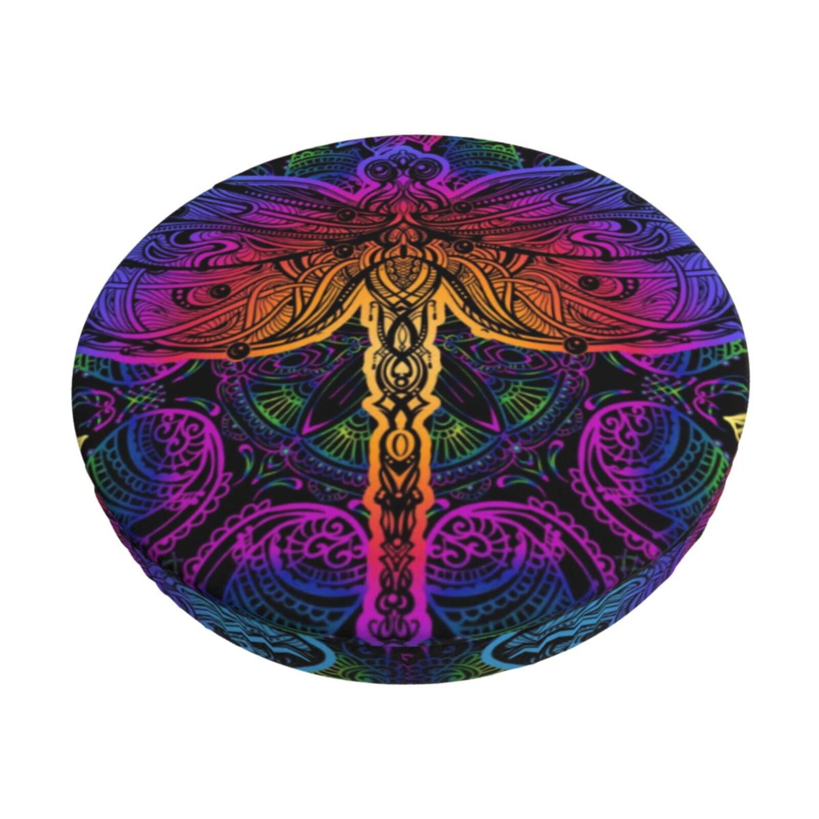Fotbe Indian Mandalas Dragonfly Stool Covers Round,Waterproof Round Bar Stool Covers Bar Chair ...