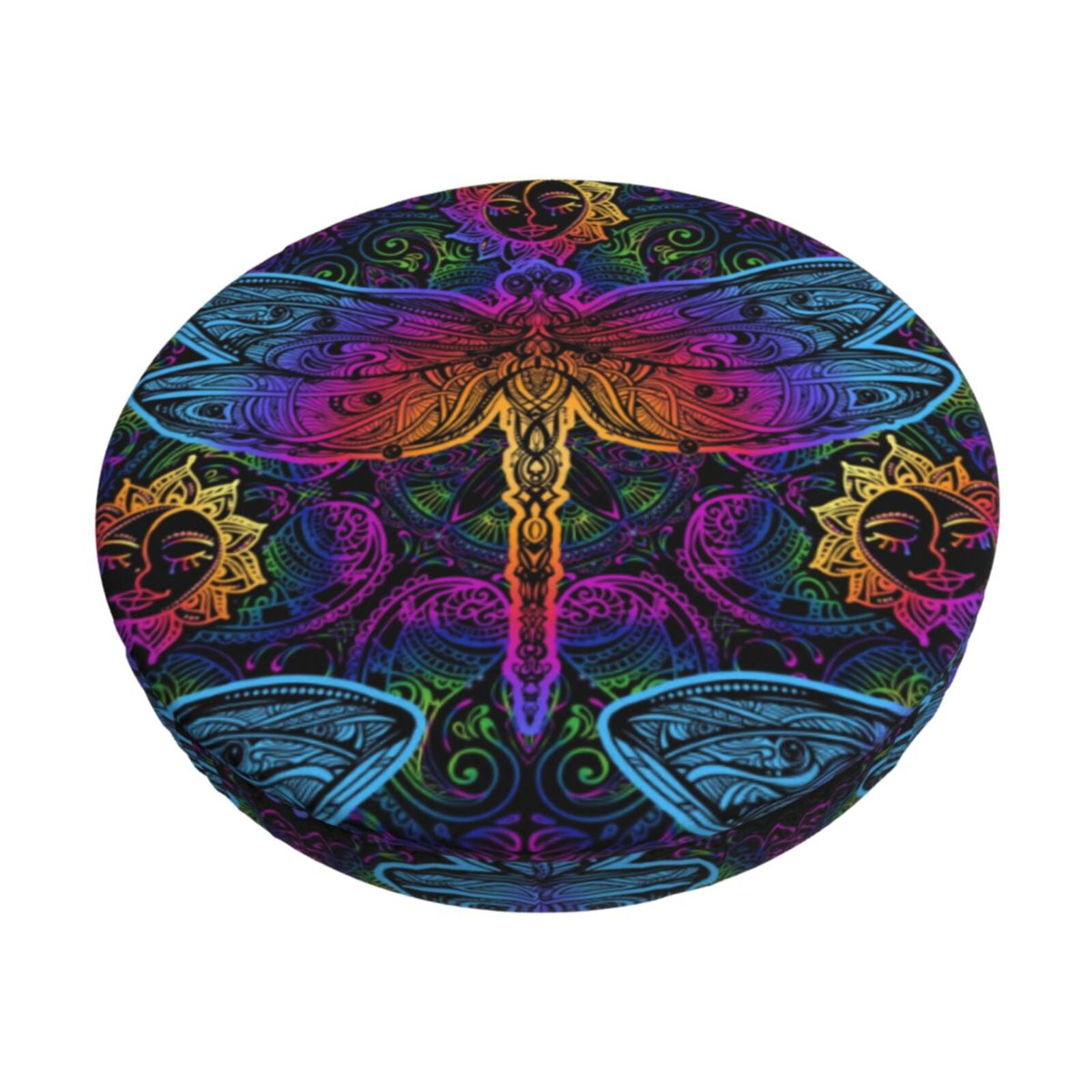 Fotbe Indian Mandalas Dragonfly Stool Covers Round,Waterproof Round Bar Stool Covers Bar Chair ...