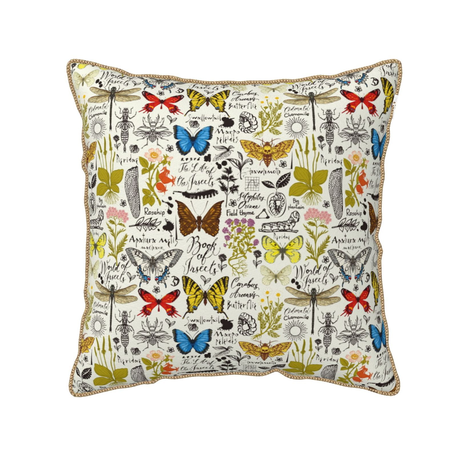 Fotbe Insects And Medicinal Herbs Pattern Velvet Decorative Throw ...