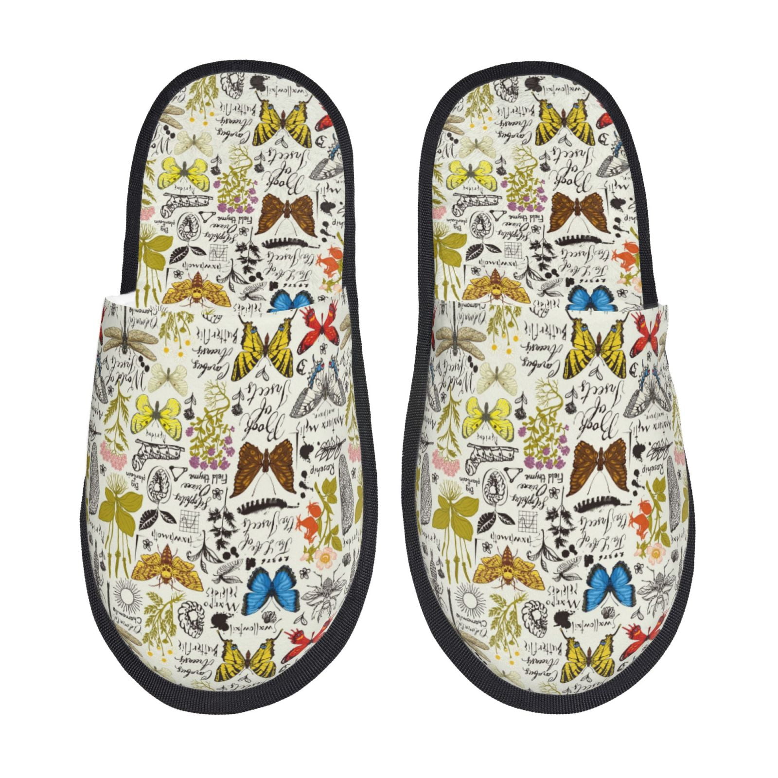 Fotbe Insects And Medicinal Herbs Pattern Women's Fuzzy Slippers Plush ...