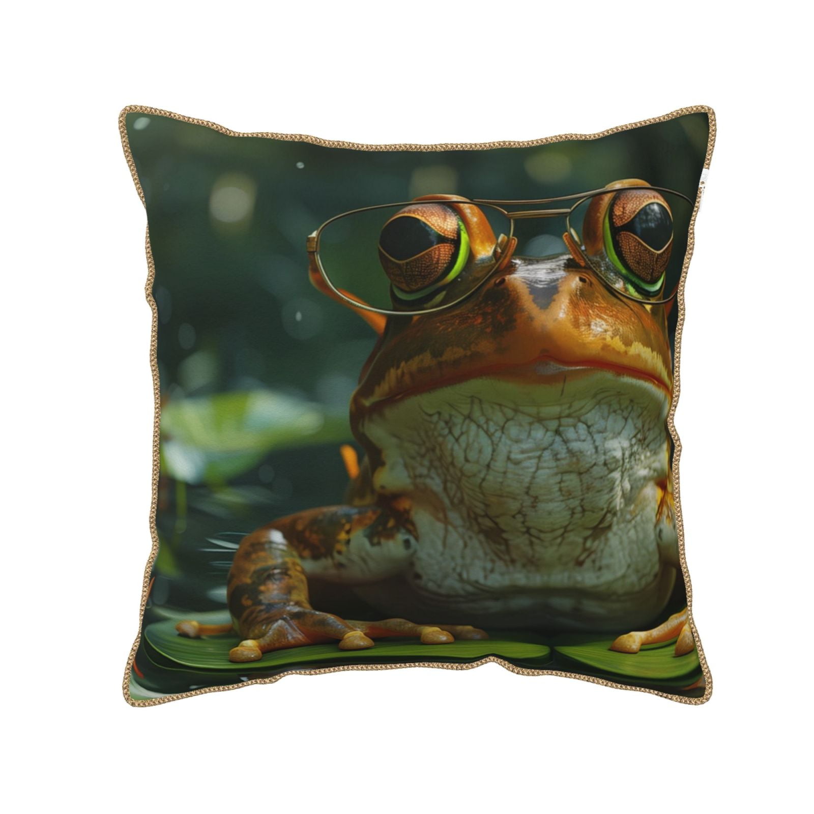 Fotbe Intellectual Frog Pond Pattern Velvet Decorative Throw Pillow ...