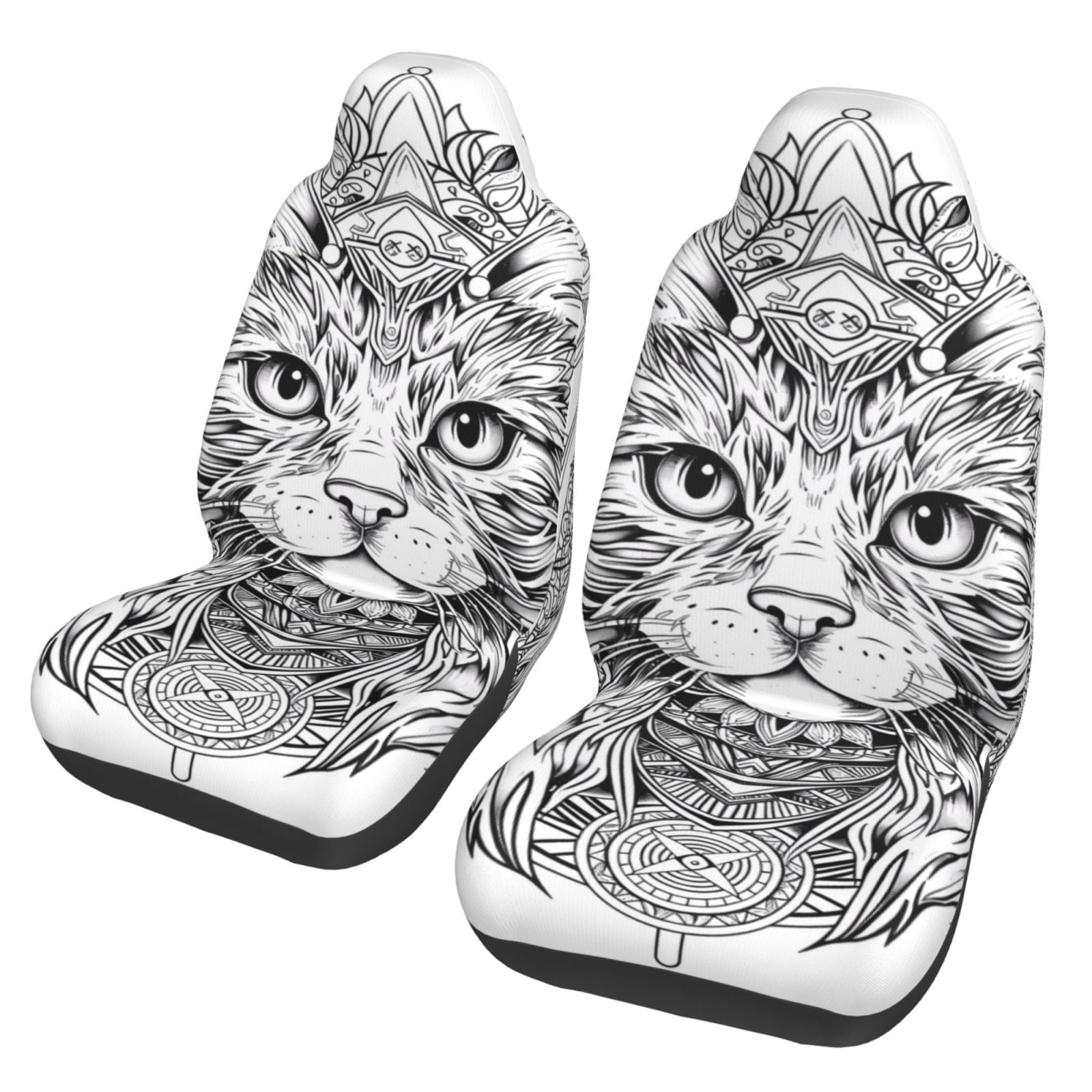 Fotbe Intricate Cat Mandala Pattern Automotive Seat Covers for Cars ...