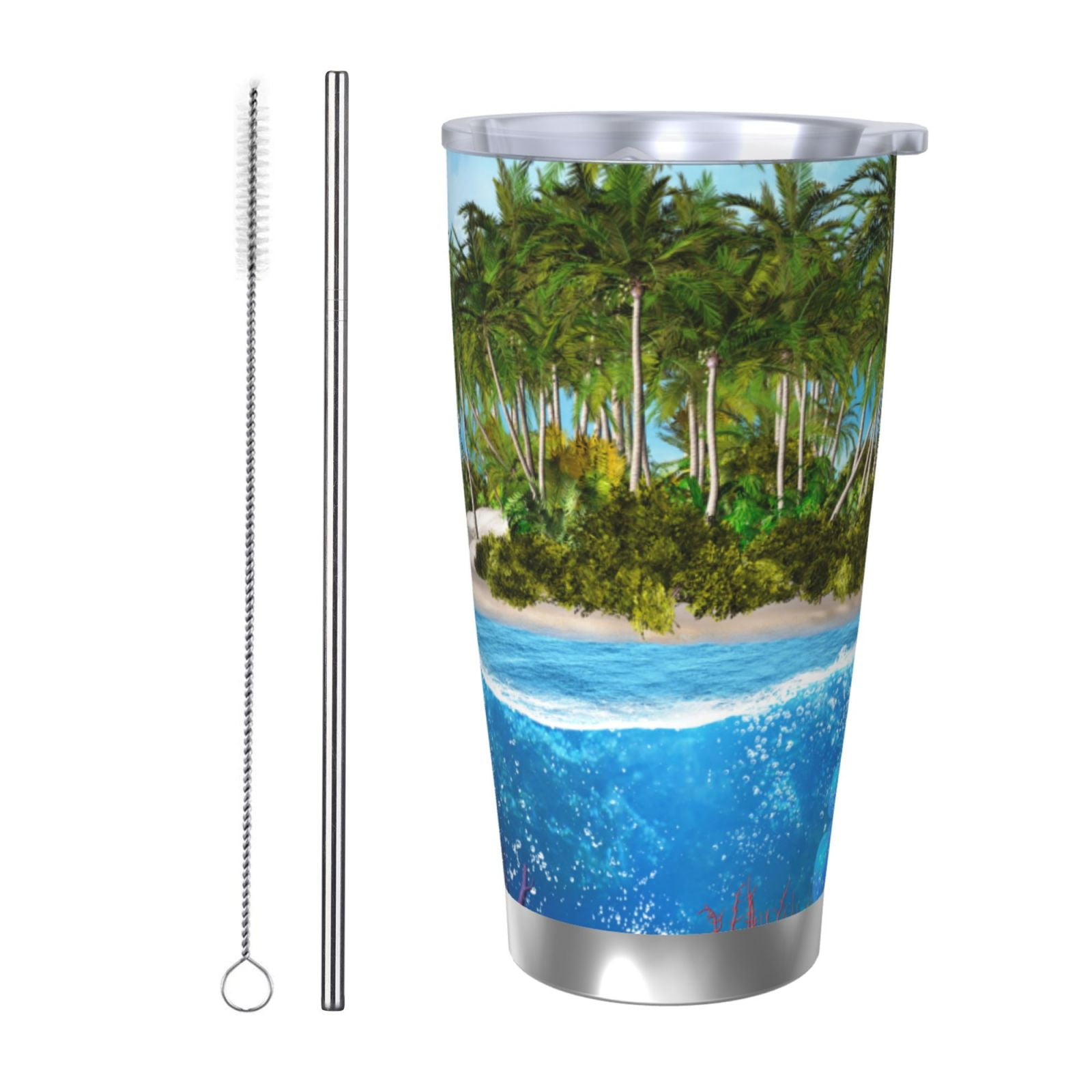 Fotbe Island And Coral Reef Pattern 20 oz Tumbler Stainless Steel ...