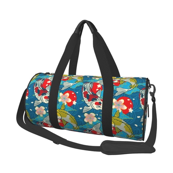 Fotbe Japanese Koi Pattern Foldable Sports Gym Bag with Wet Dry Pocket ...