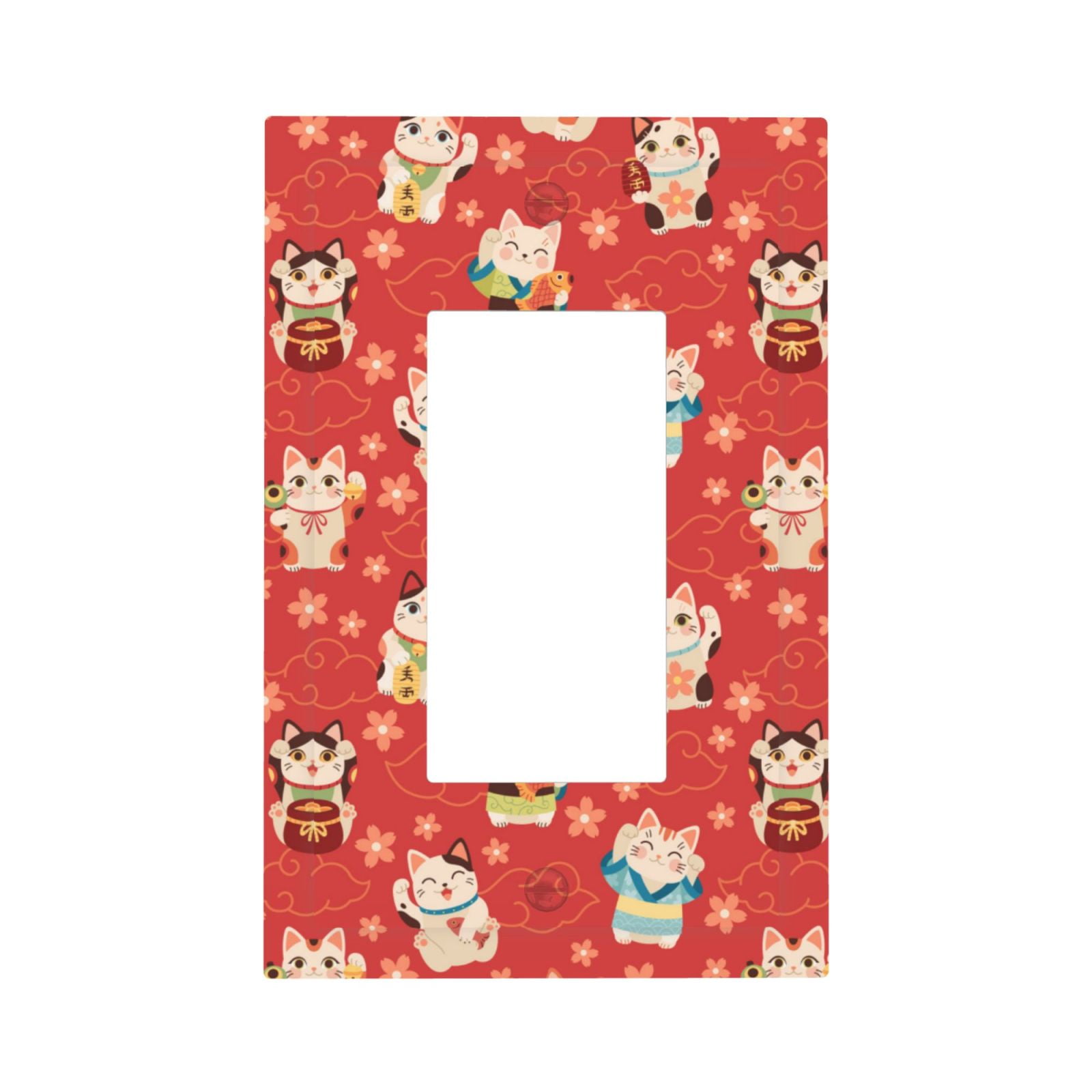 Fotbe Japanese Maneki Cats Print Duplex Receptacle Wall Plate, 1-Gang 5 ...