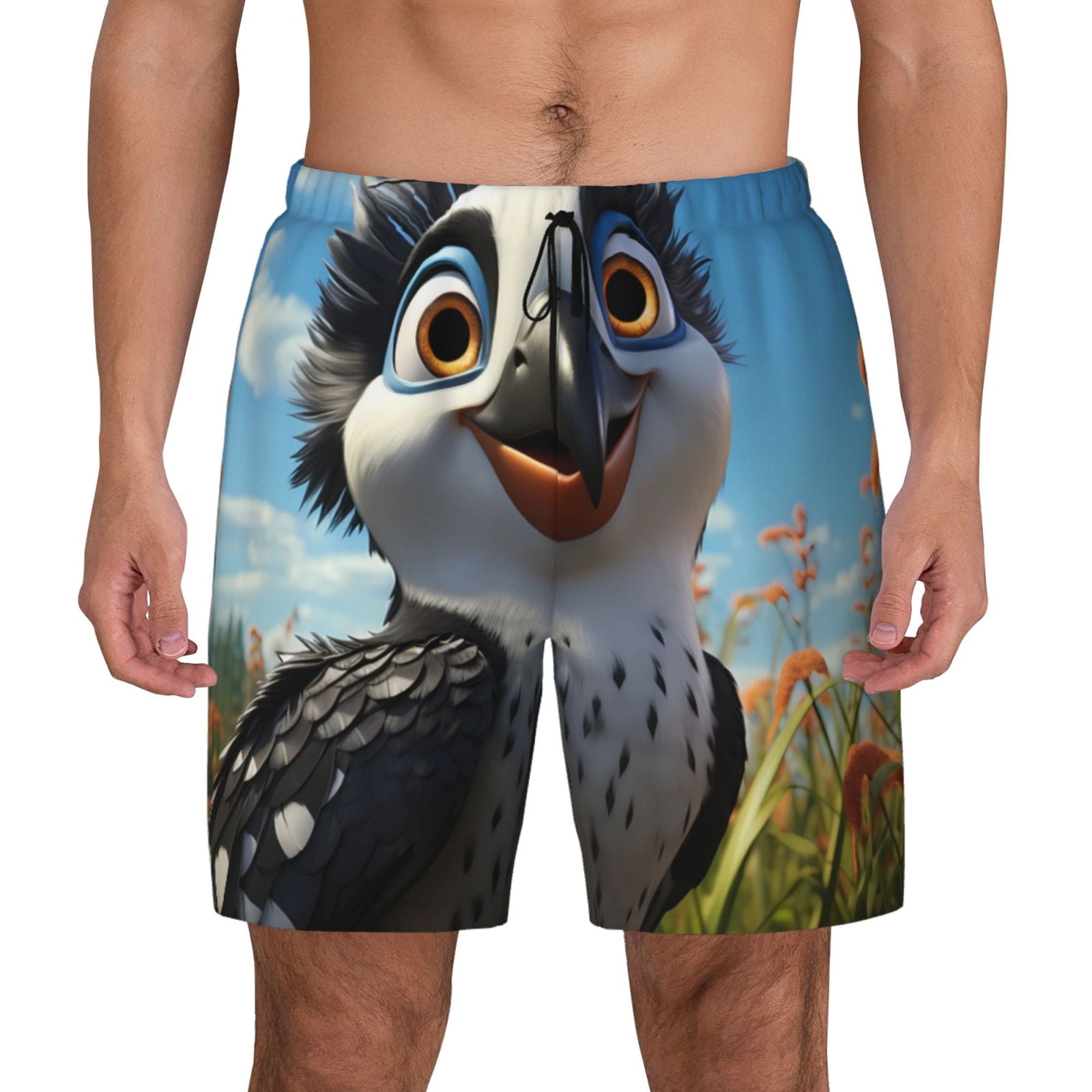 Fotbe Joyful Animated Bird Men’s Swim Trunks Quick Dry Swim Shorts ...
