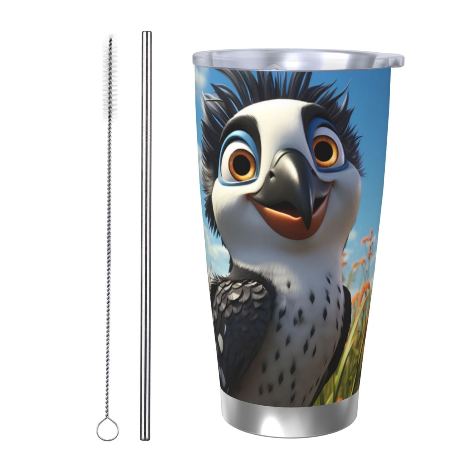 Fotbe Joyful Animated Bird Pattern 20 oz Tumbler Stainless Steel Vacuum ...