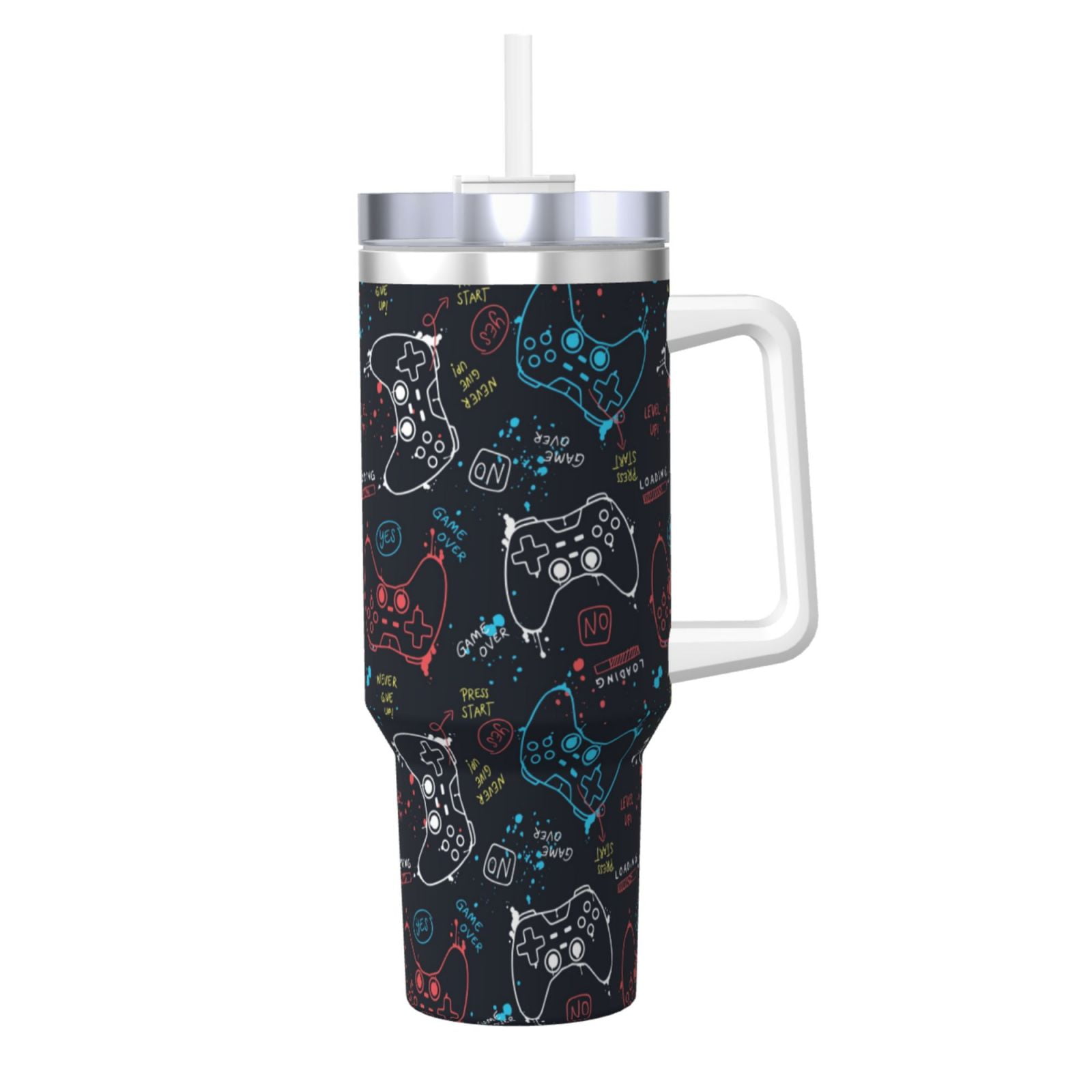 Fotbe Joystick Gamepad Pattern 40oz Ice Bully With Handle And Straw ...