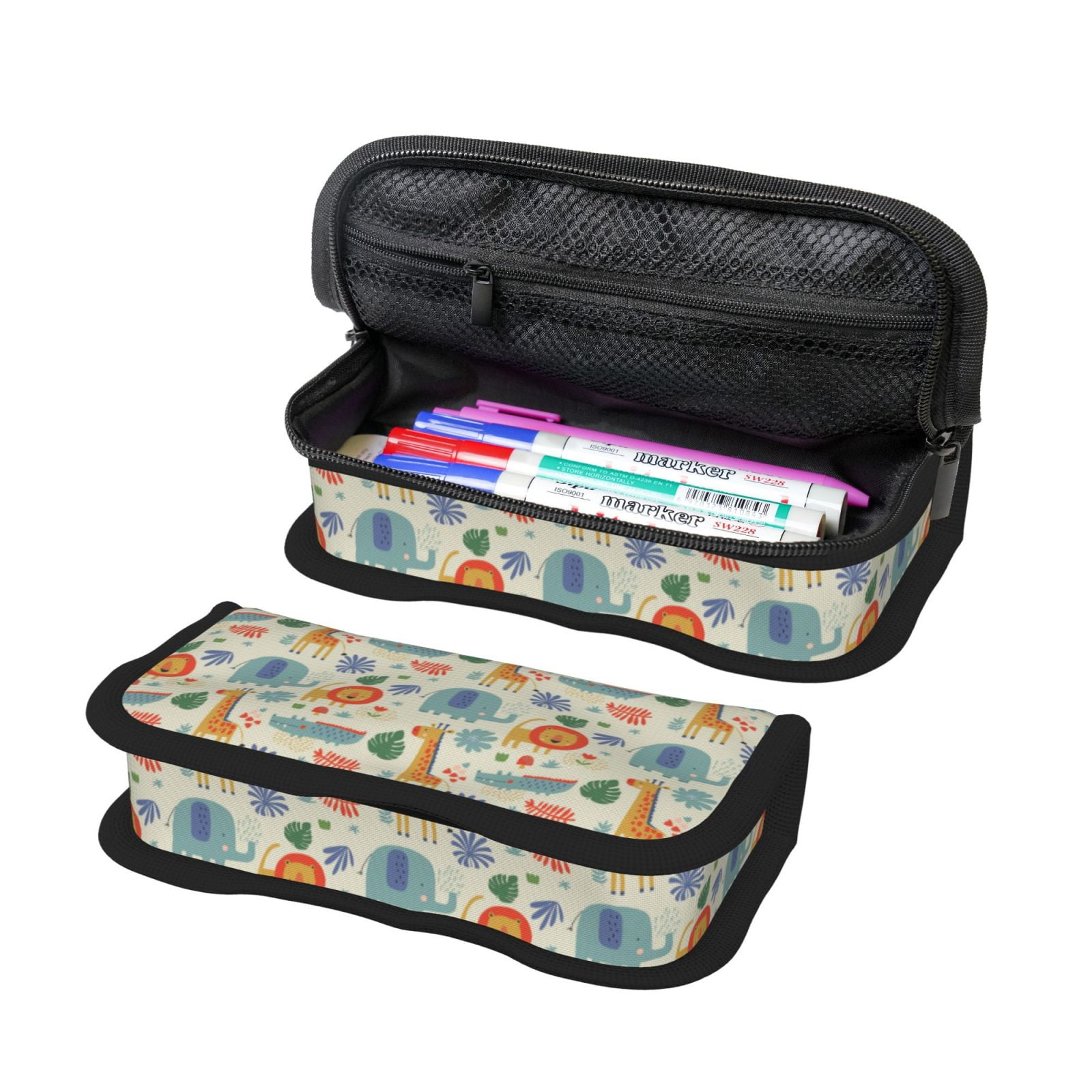 Fotbe Jungle Animals Pattern Pencil Case,Canvas Pen Case, Multi- Slot ...