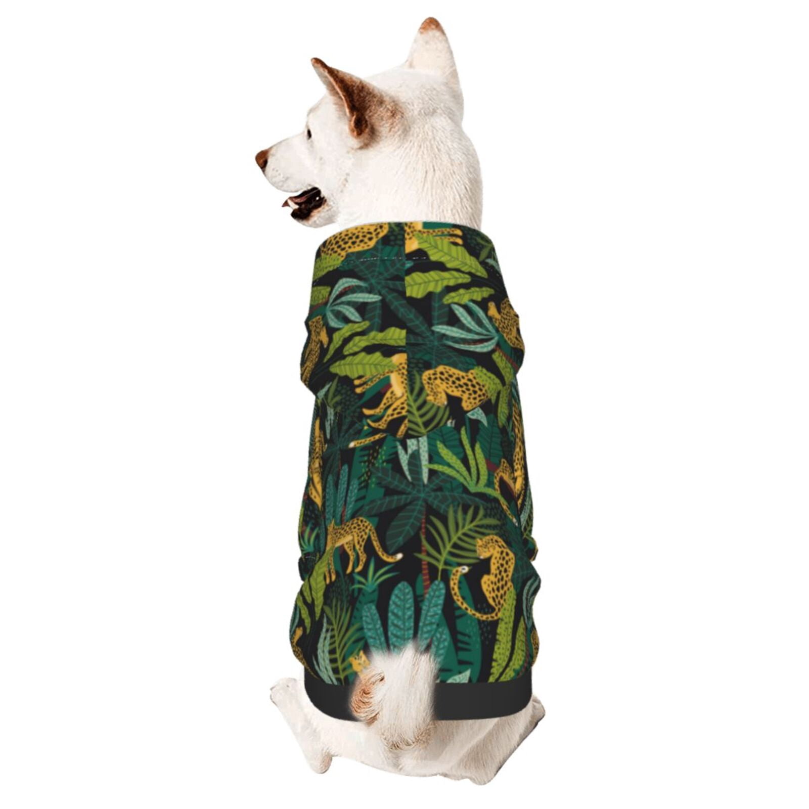 Fotbe Jungle Leopard Yellow Print Small Dog Sweater Hoodies Pet Grey ...