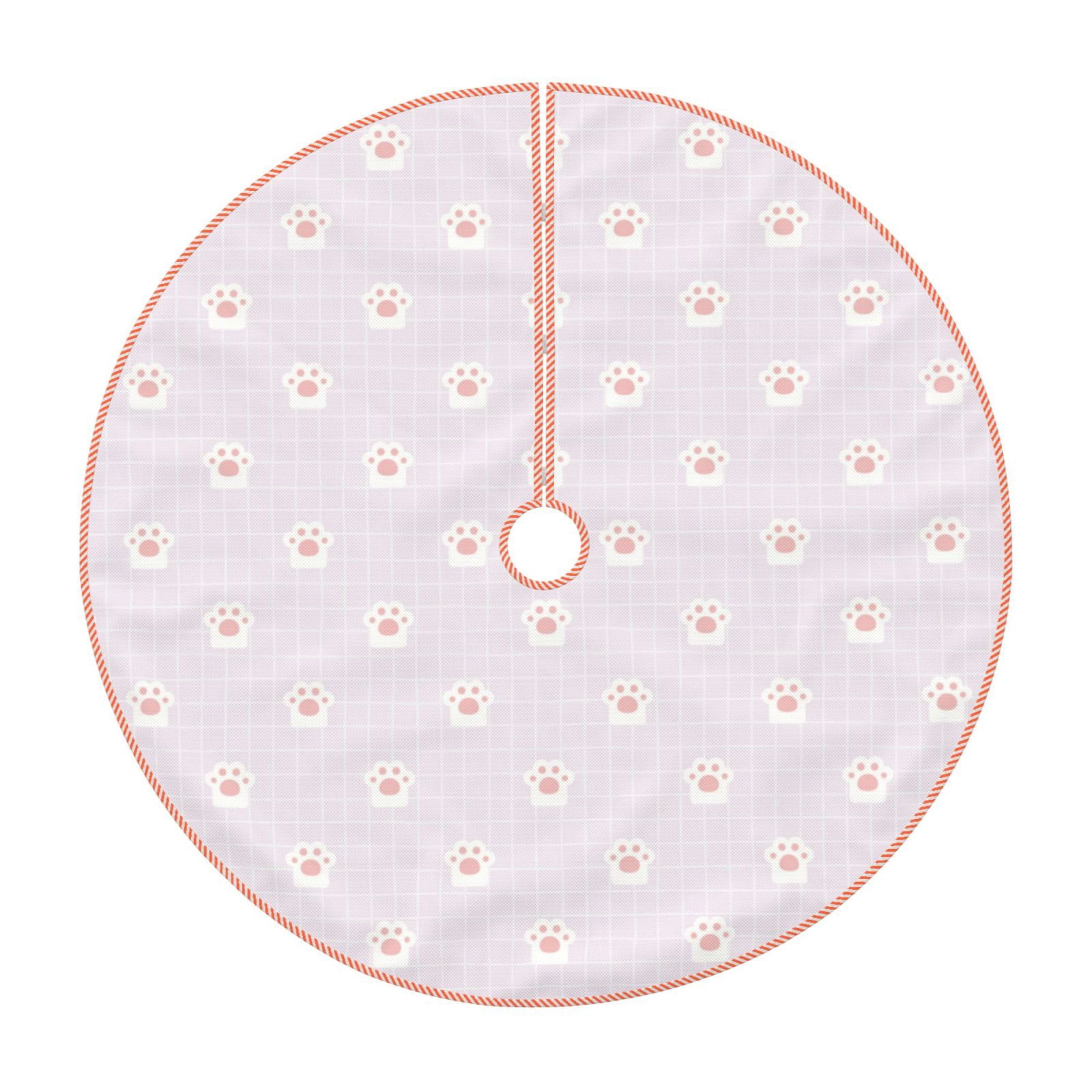 Fotbe Kawaii Cat Paw Pattern Christmas Tree Skirt, Tree Skirts Plush ...