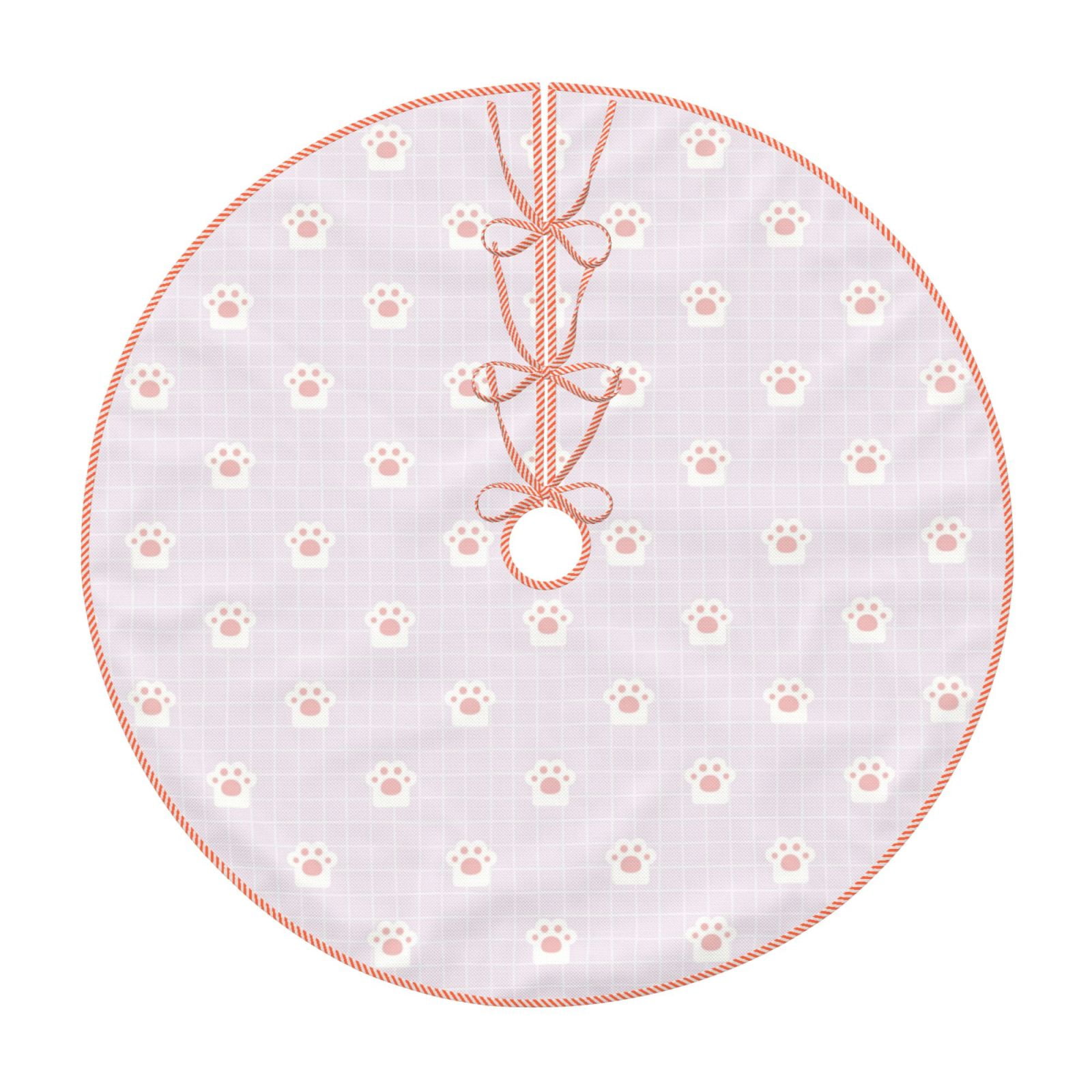Fotbe Kawaii Cat Paw Pattern Christmas Tree Skirt, Tree Skirts Plush ...