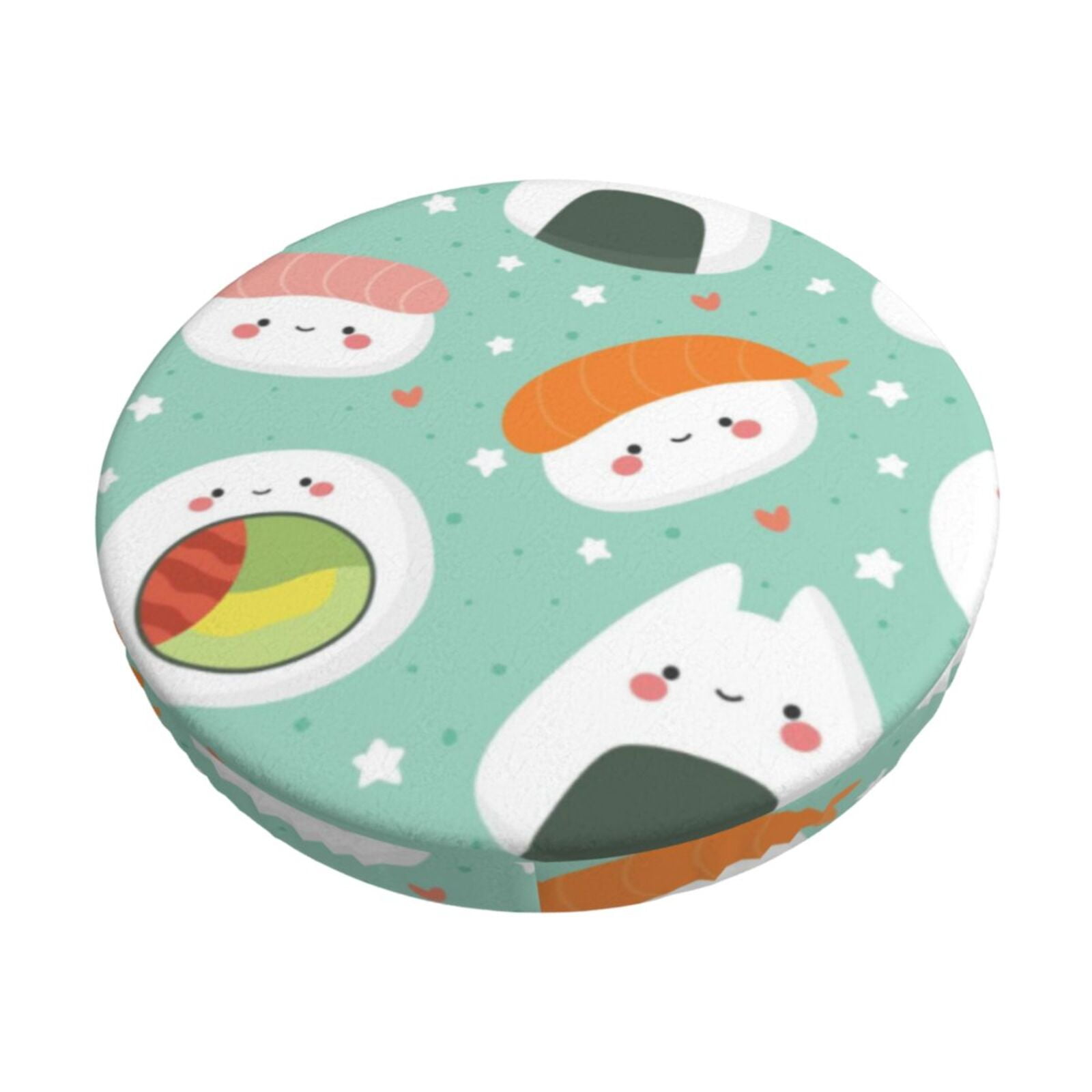 Fotbe Kawaii Sushi Stool Covers Round,Waterproof Round Bar Stool Covers ...