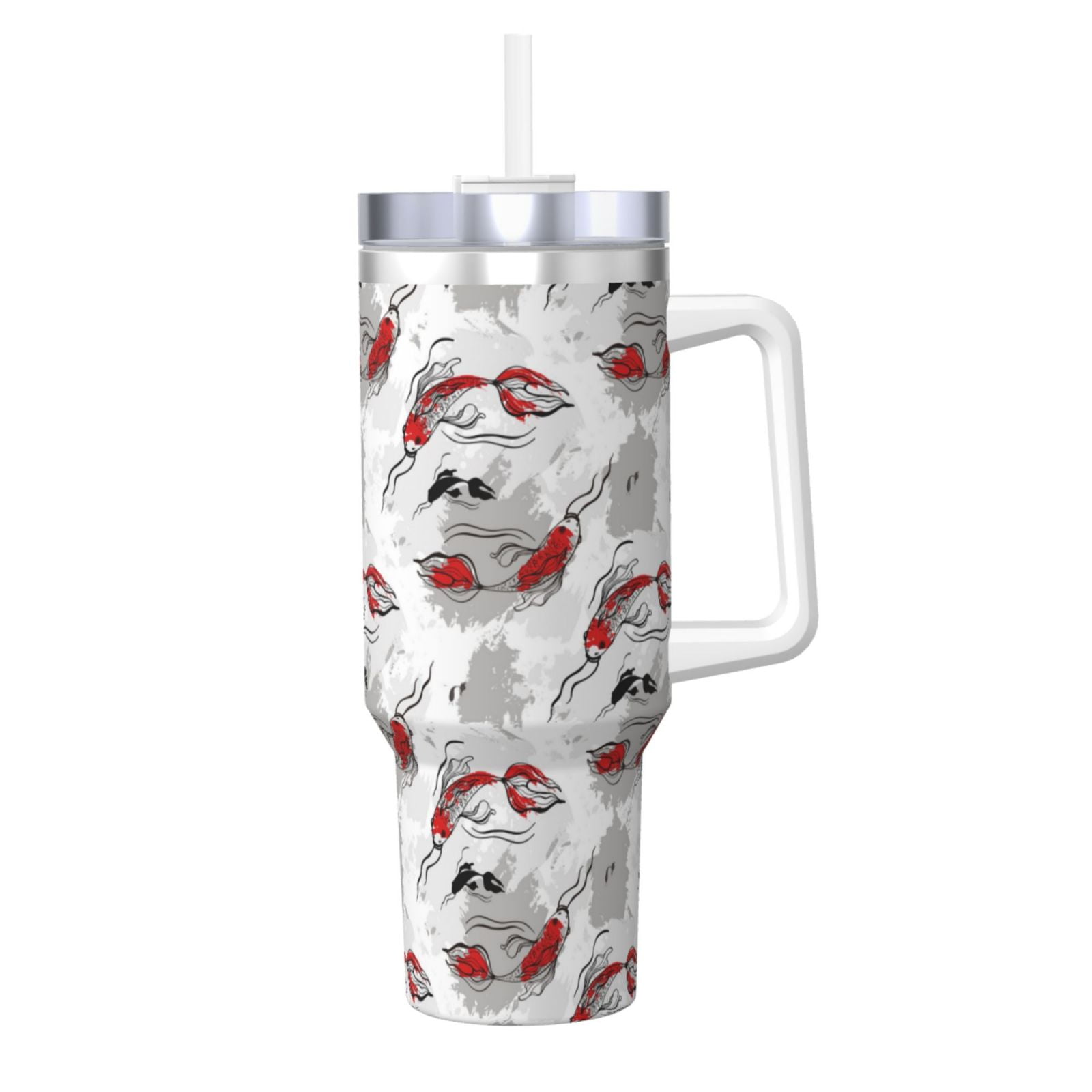 Fotbe Koi Fish Pattern 40oz Ice Bully With Handle And Straw Stainless ...