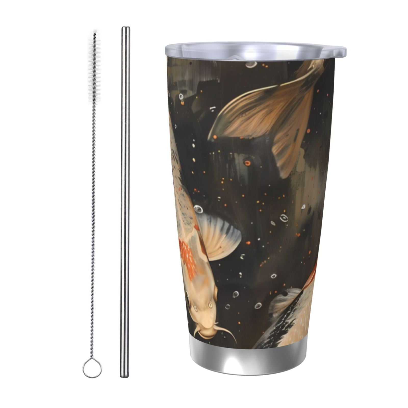 Fotbe Koi Fish Tranquility Pattern 20 oz Tumbler Stainless Steel Vacuum ...