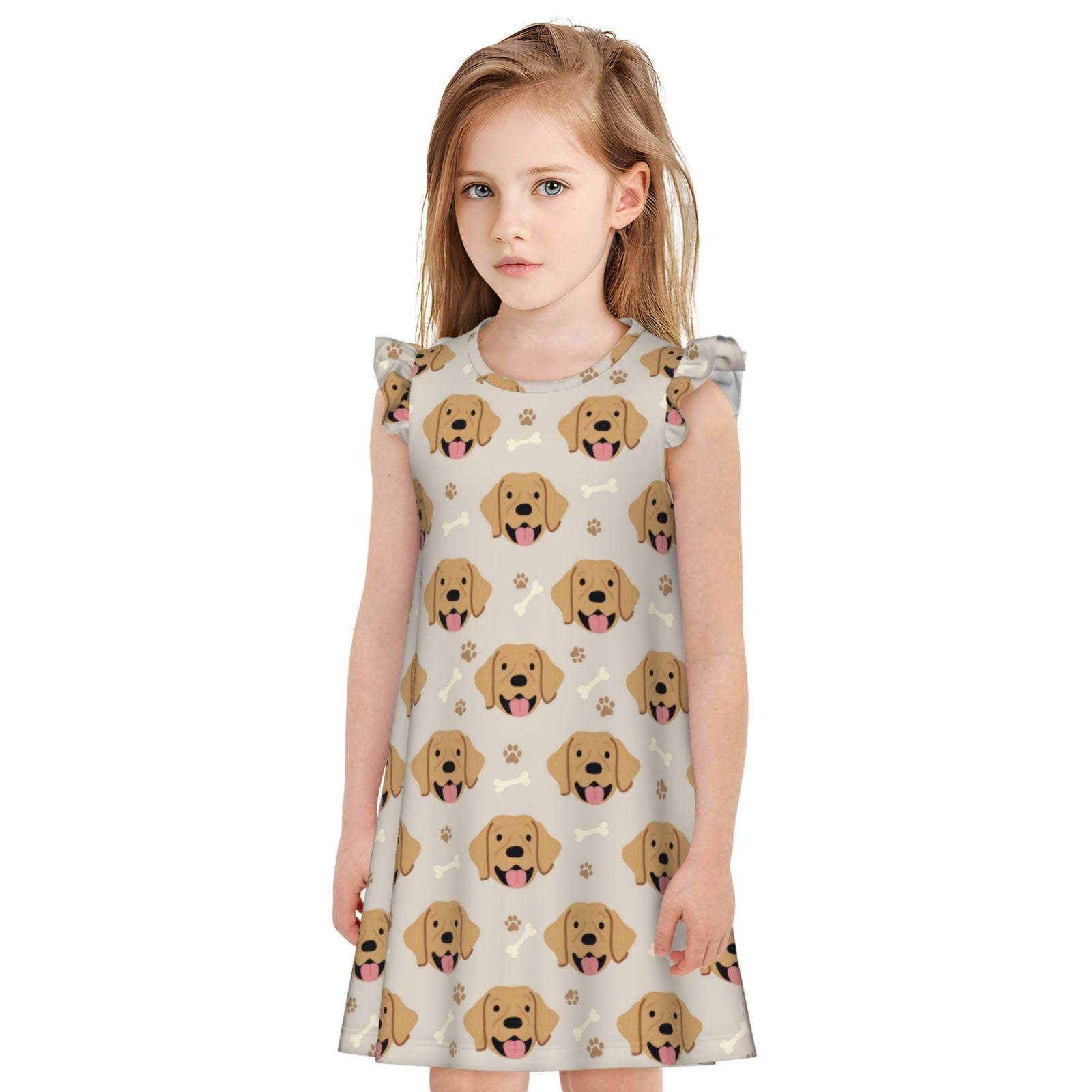Fotbe Labrador Retriever Dog Pattern Girls Nightgowns 3-10 Years Short ...