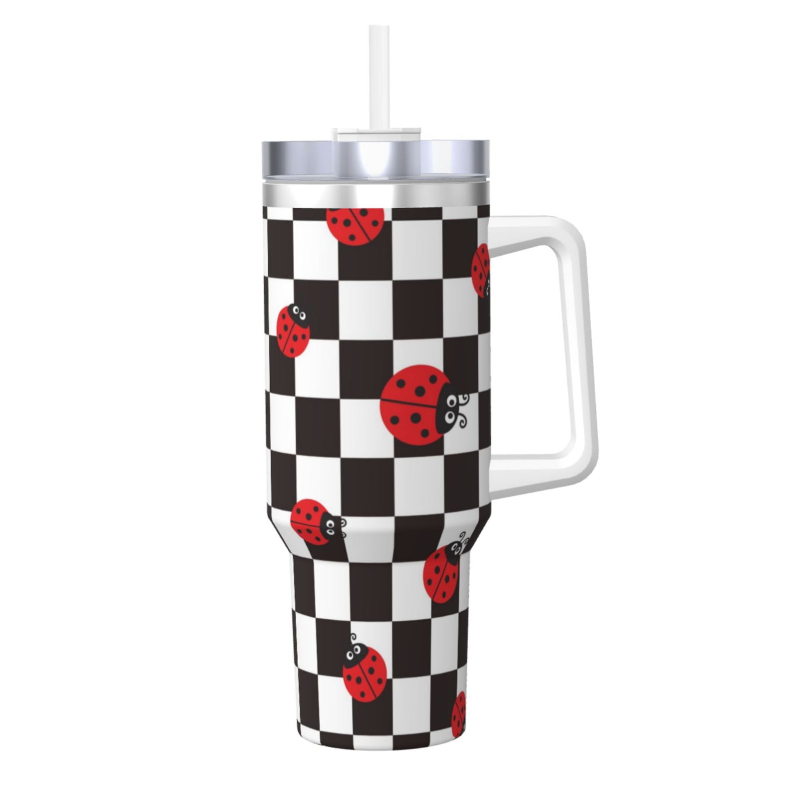 Fotbe Ladybugs Of Black And White Checkers Pattern 40oz Ice Bully With ...