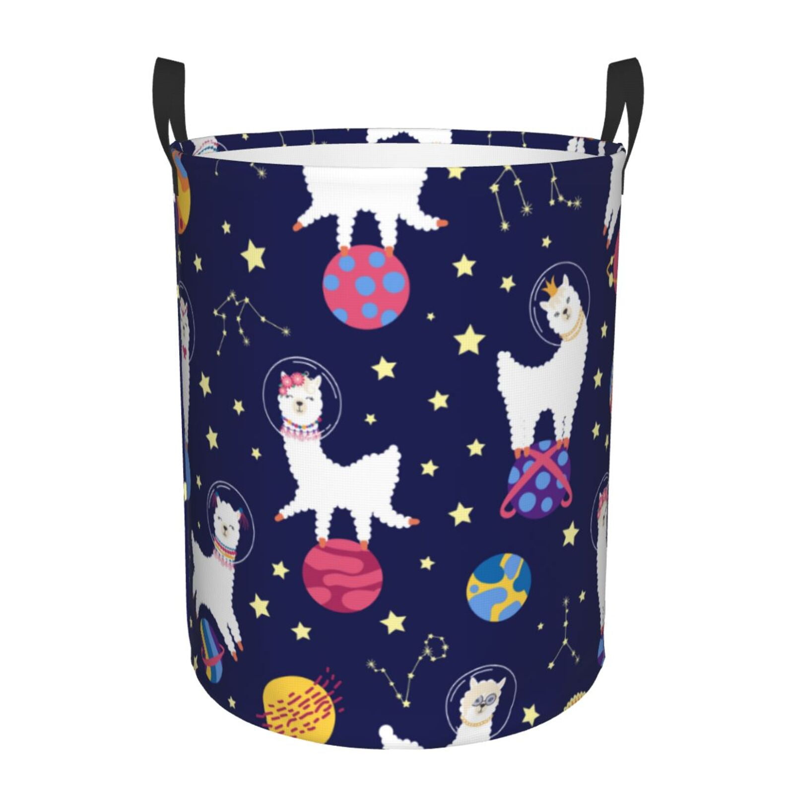Fotbe Lama in Space Laundry Basket with Handles, Waterproof Large ...