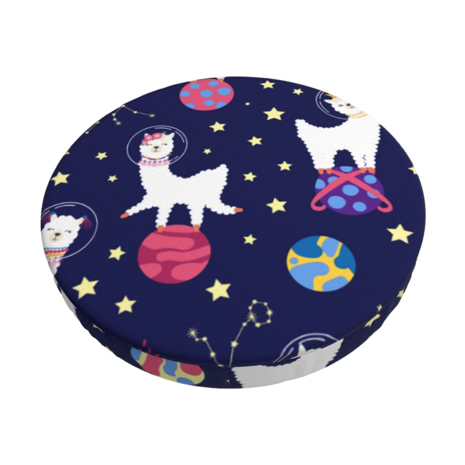 Fotbe Lama in Space Stool Covers Round,Waterproof Round Bar Stool ...