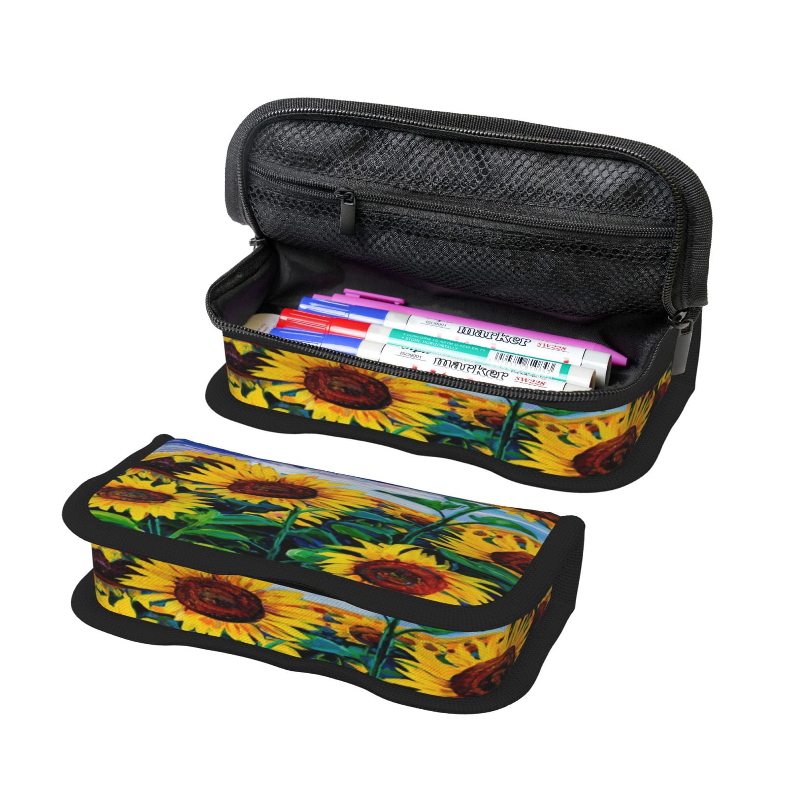 Fotbe Landscape With Sunflowers Pattern Pencil Case,Canvas Pen Case ...