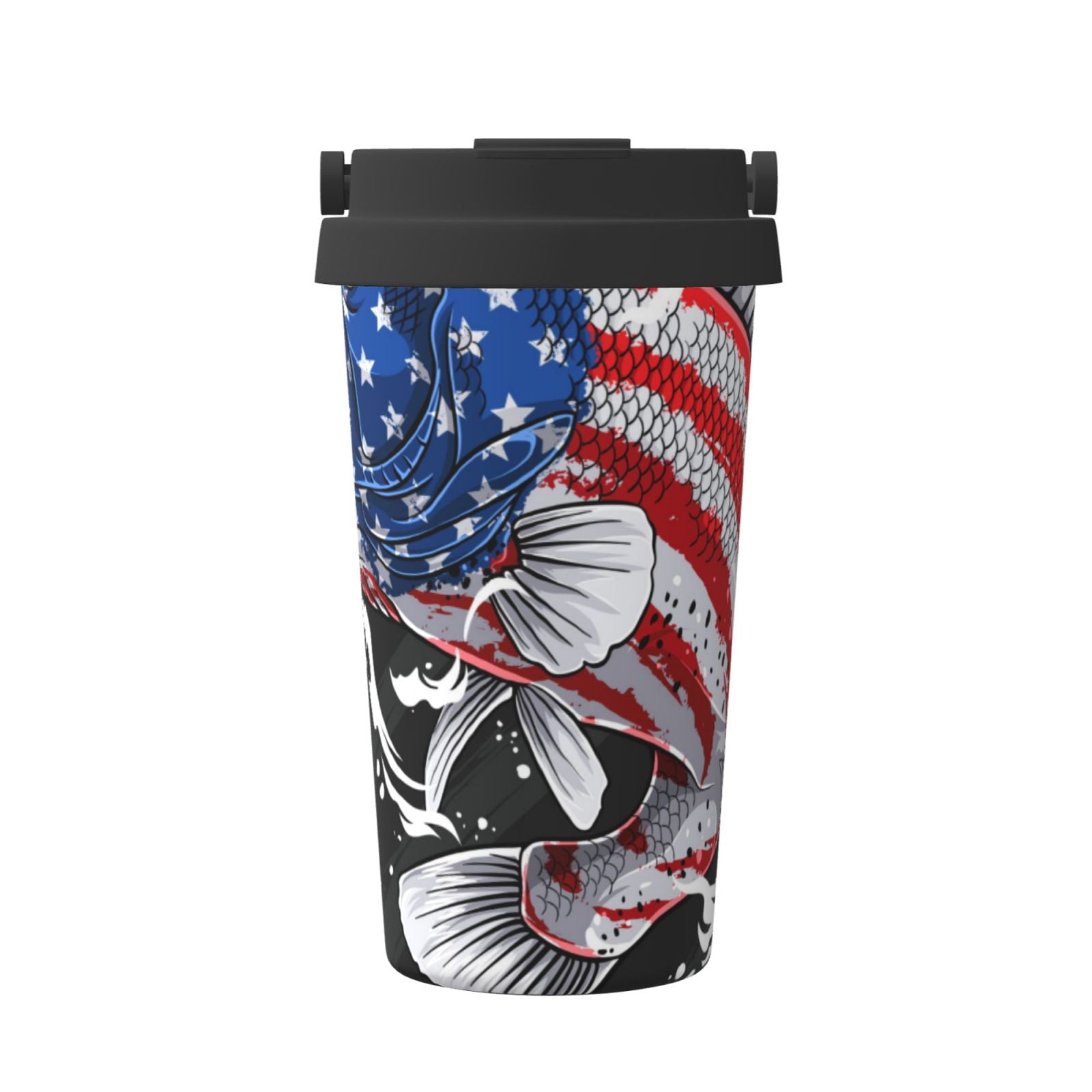 Fotbe Largemouth Bass Fish in USA Printed Insulated Travel Coffee Mug ...