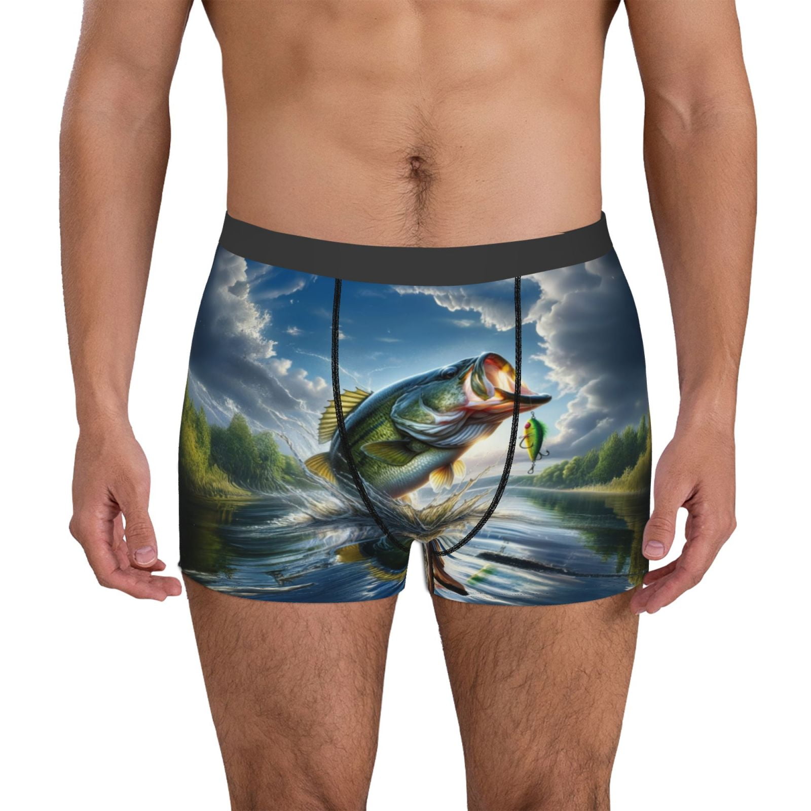 Fotbe Largemouth Bass Jumping Out of The Water Men’s Total Support Pouch Boxer Briefs, X-Temp ...