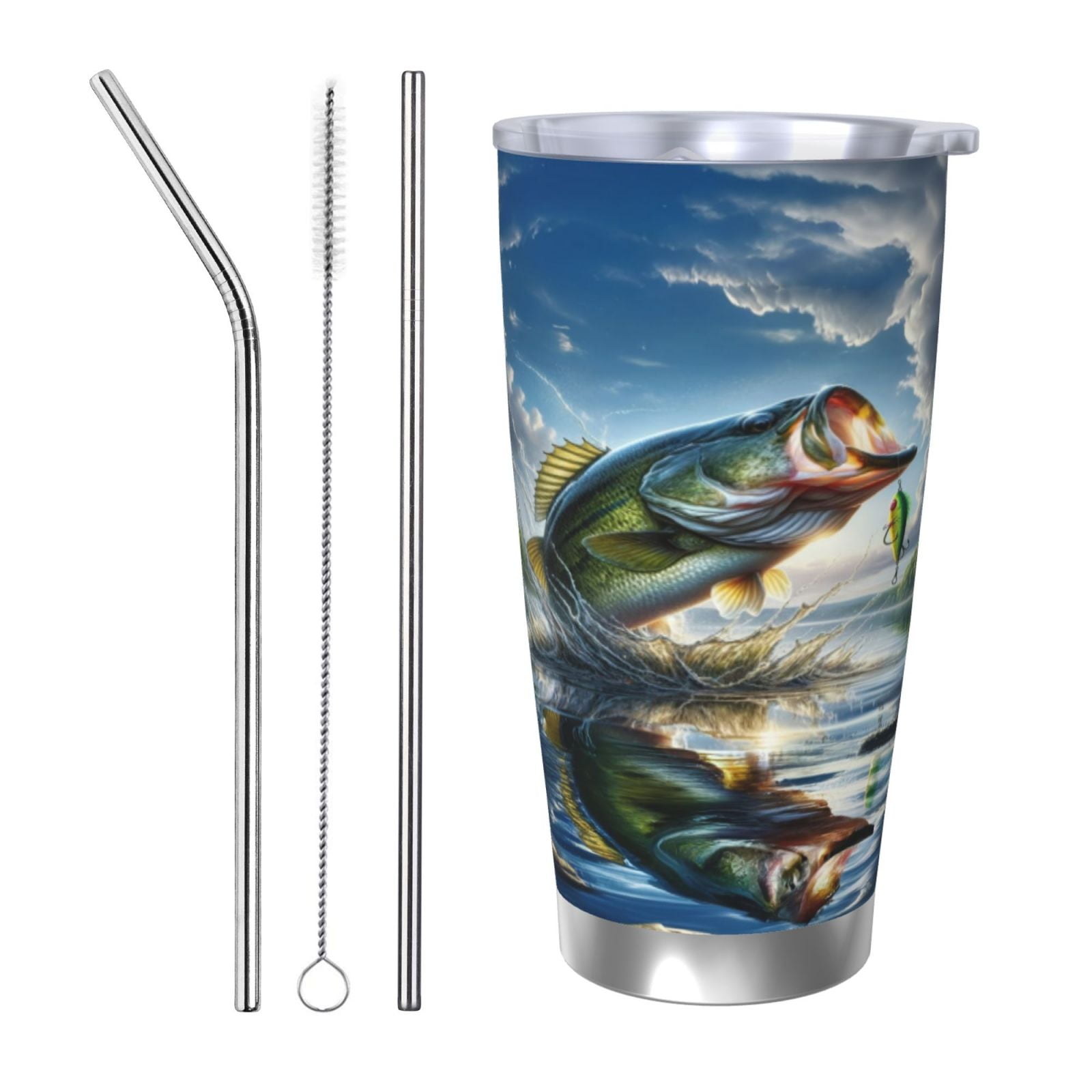 Fotbe Largemouth Bass Jumping Out of The Water Pattern 20 oz Tumbler ...