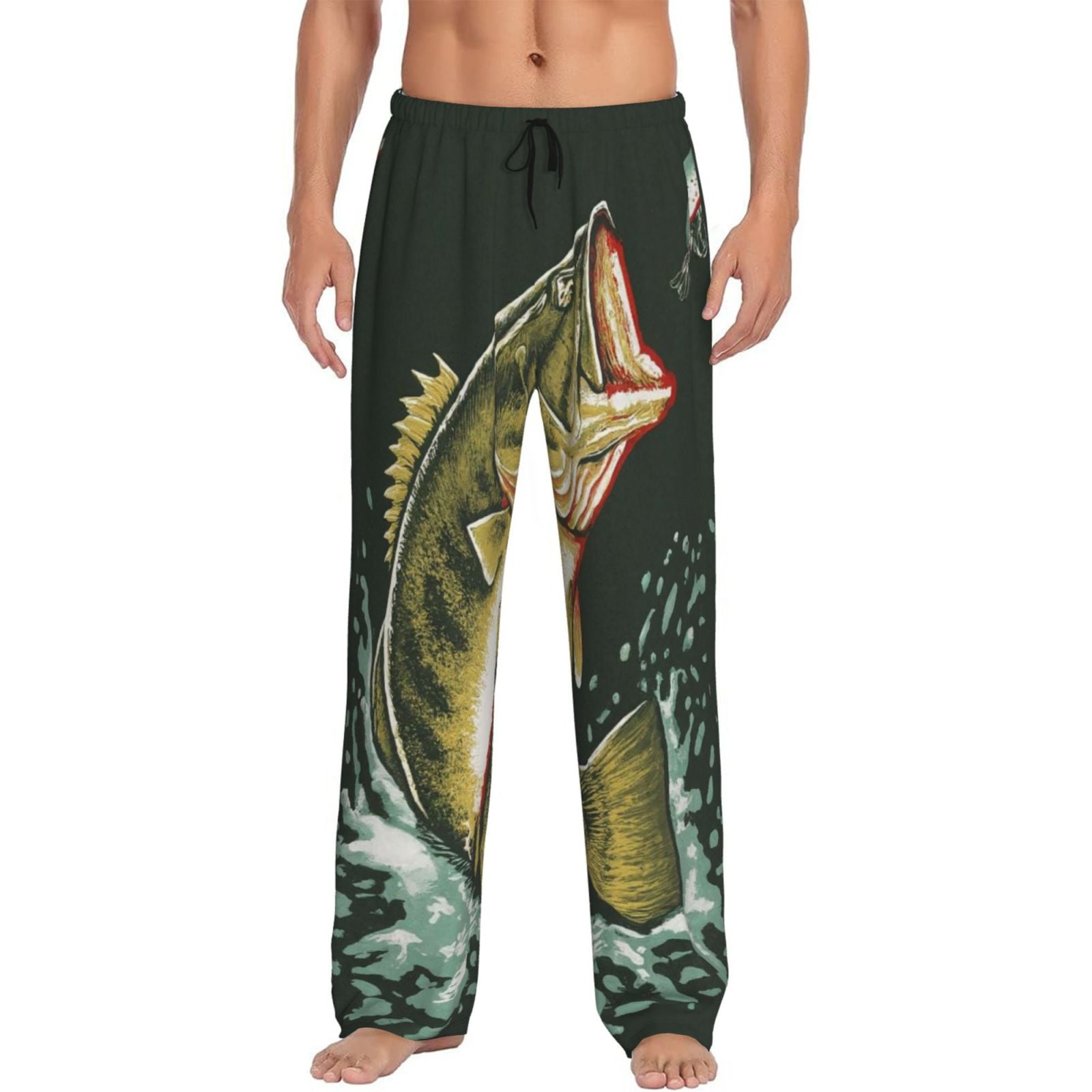 Fotbe Largemouth Bass jumps out of water Pattern Men's Pajama Pants,Sleepwear Pants,Pj Bottoms ...