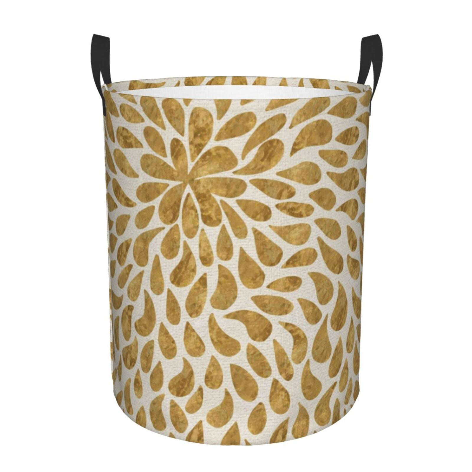Fotbe Laundry Hamper With Durable Leather Laundry Basket Gold Drops ...
