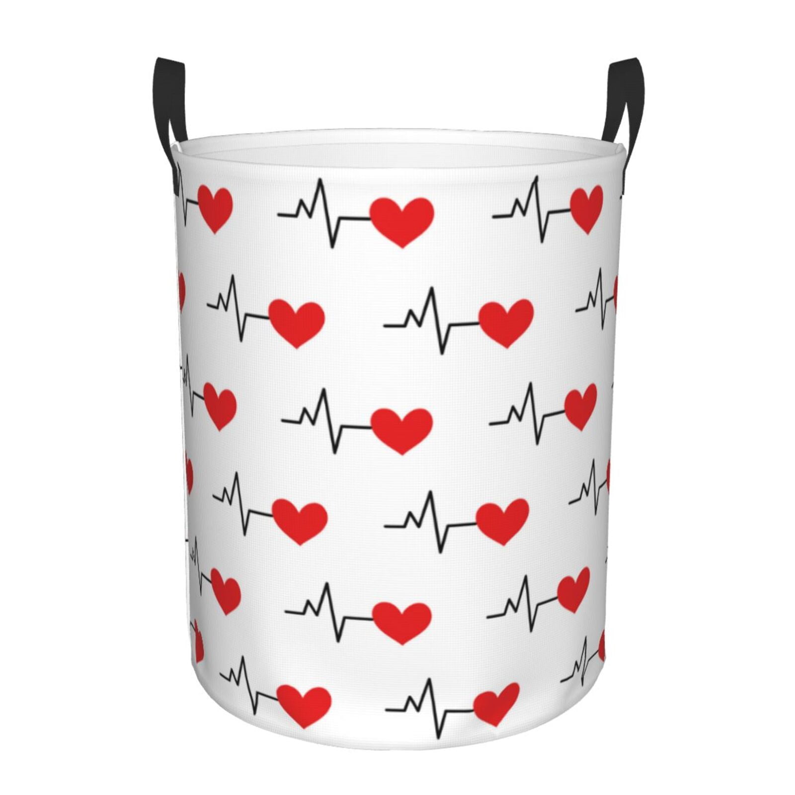 Fotbe Laundry Hamper With Durable Leather Laundry Basket Heartbeat ...